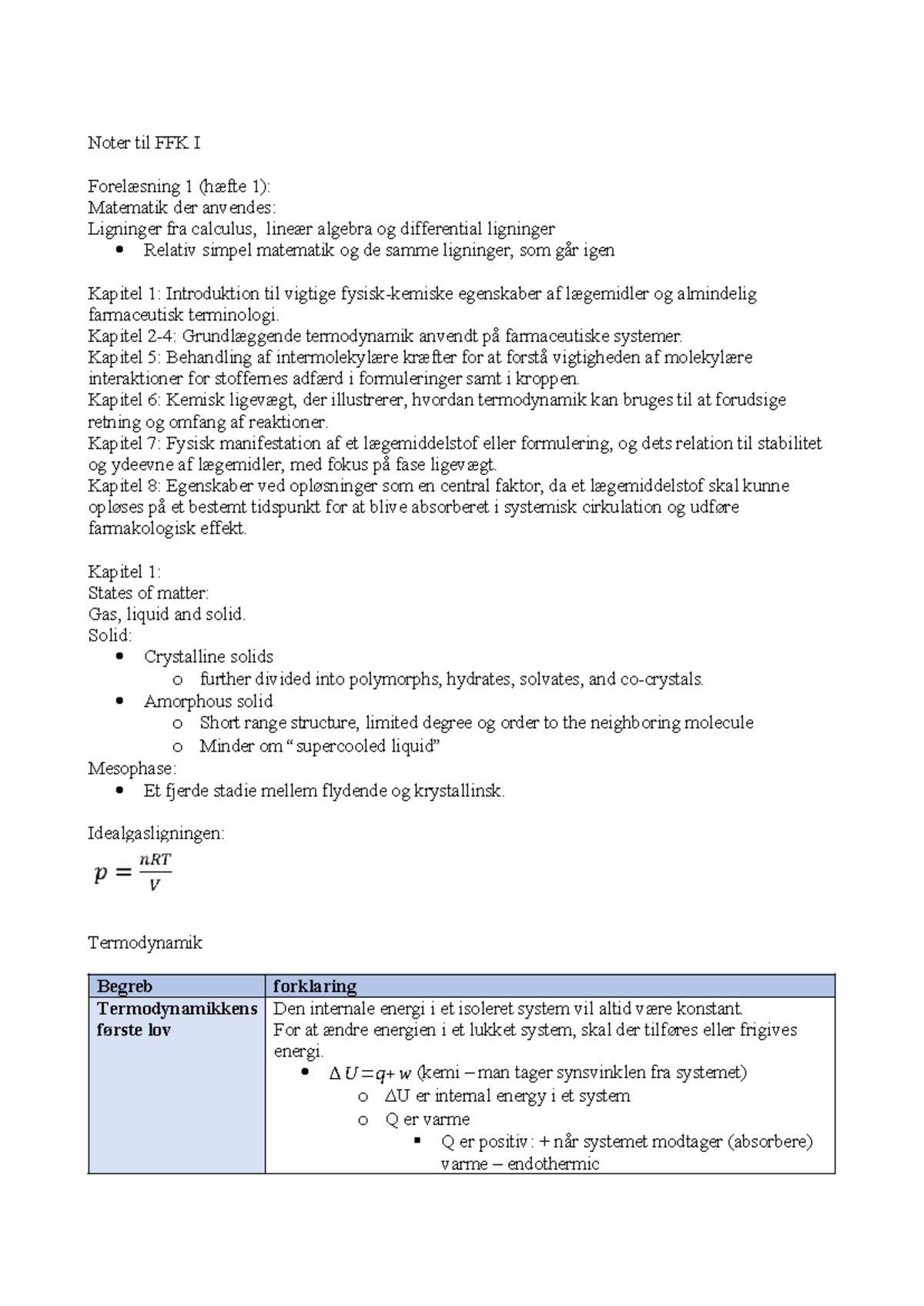 Noter til FFK I - Noter til FFK I Forelæsning 1 (hæfte 1): Matematik ...