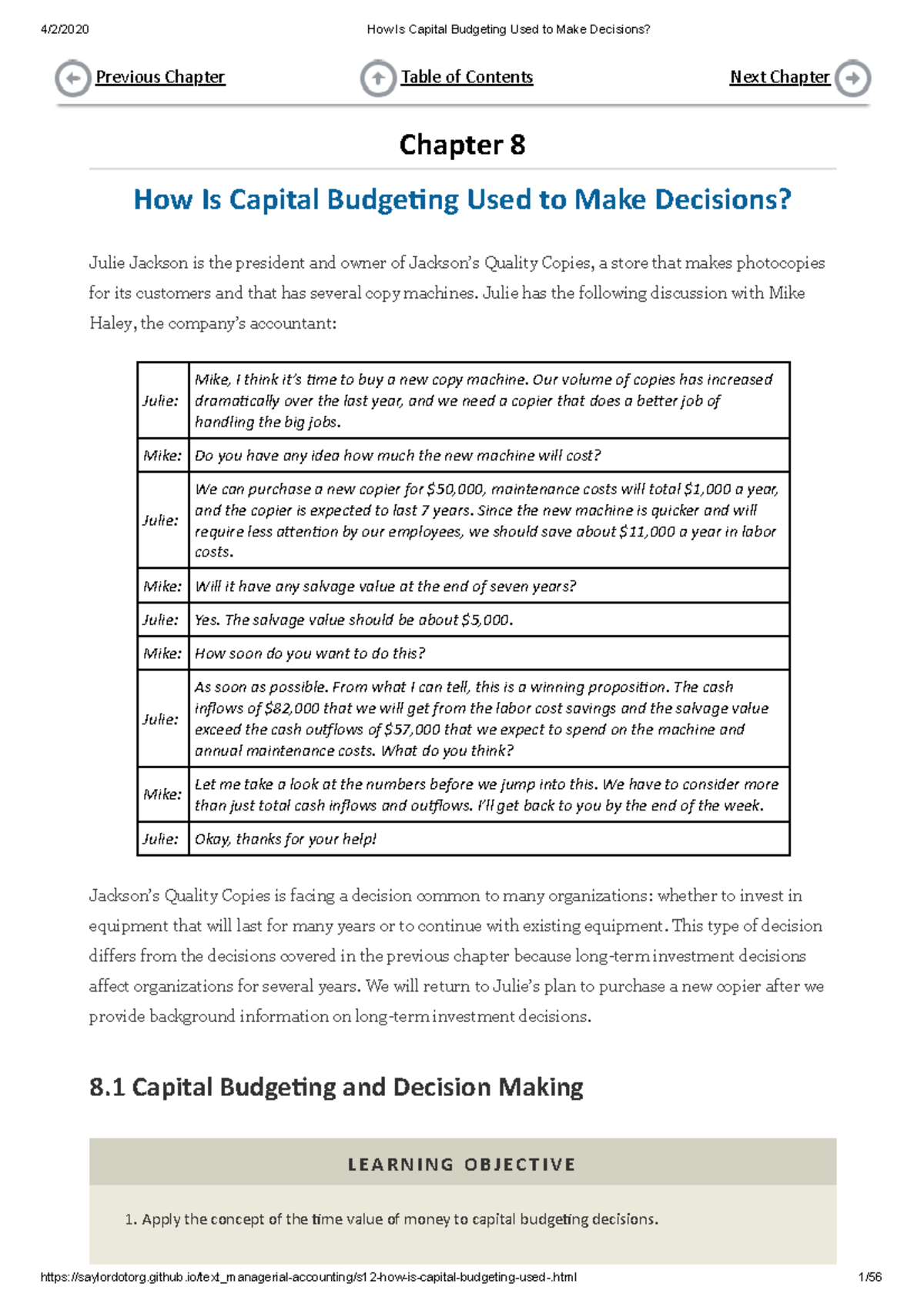 Chapter 7 How Is Capital Budgeting Used to Make Decisions - Warning: TT ...