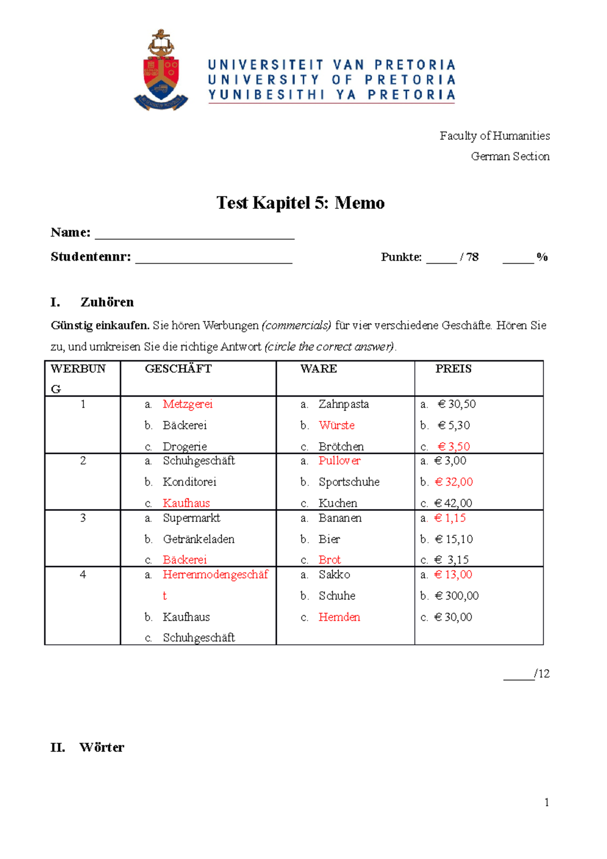 Test Kapitel 5 MEMO - Chapter 5 Test memo - Faculty of Humanities ... Test Kapitel 5 MEMO - Chapter 5 Test memo - Faculty of Humanities ...