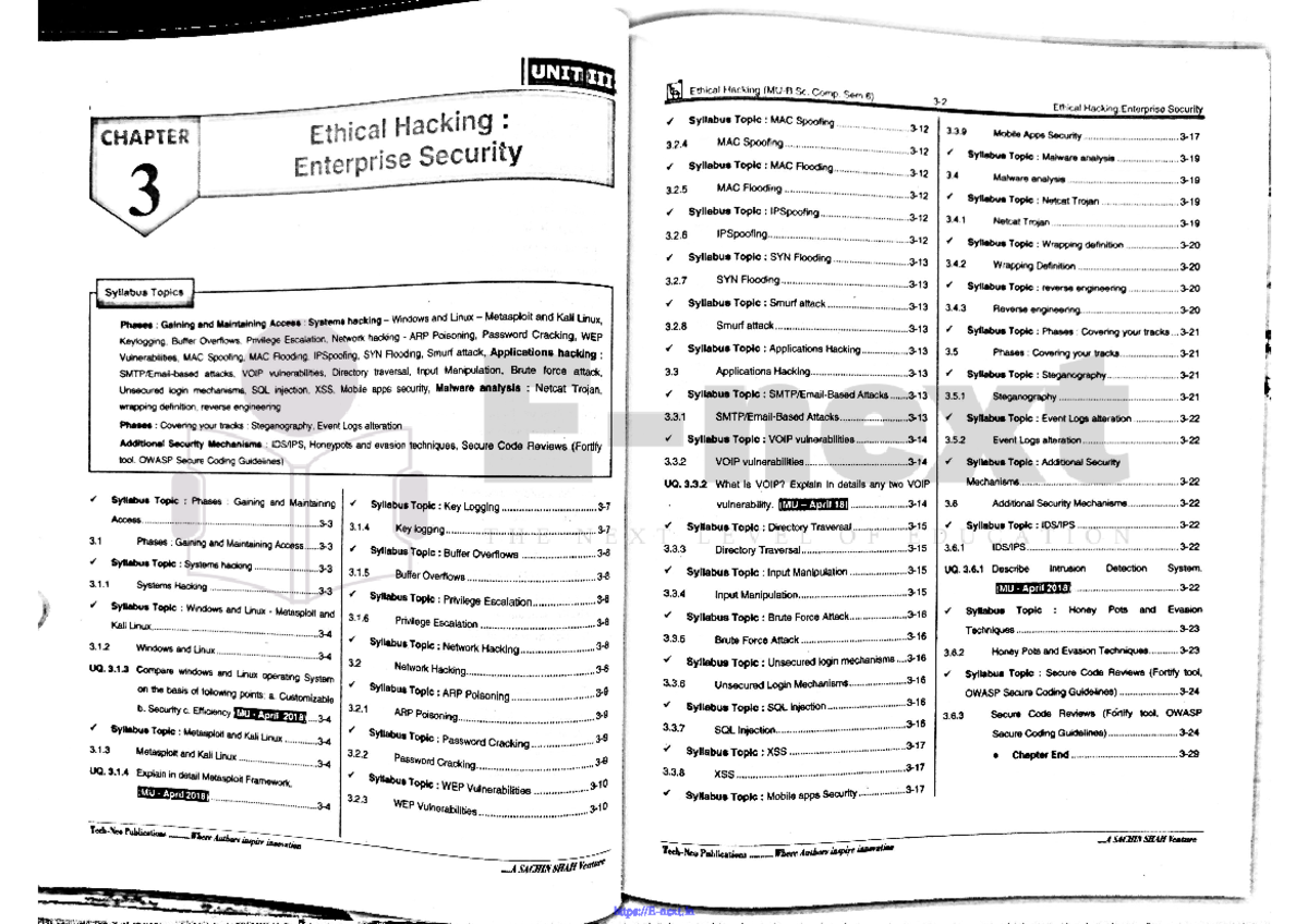 Unit-3 Ethical Hacking - Enterprise Security (E-next - Bsc. Computer ...