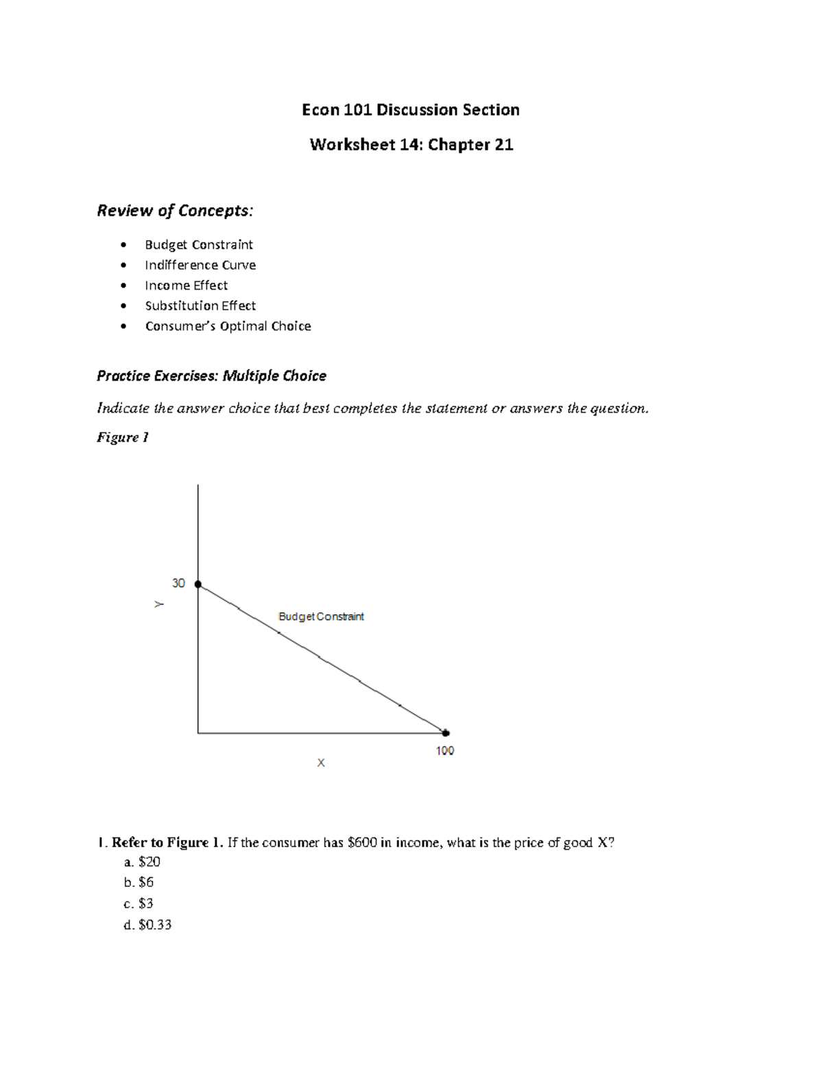 Econ 101 Discussion Worksheet Ch21 with Answers - Econ 101 Discussion ...