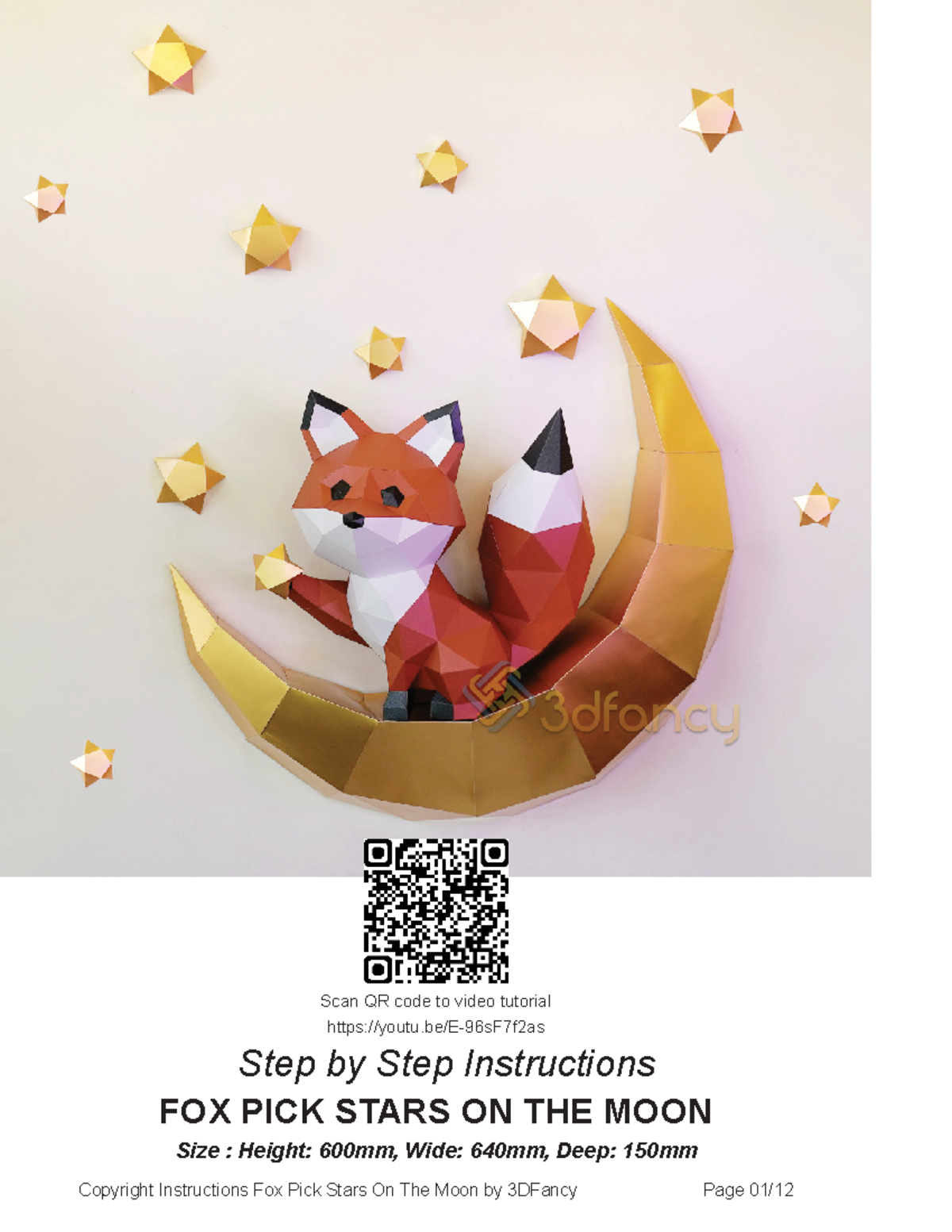 Zorrito sentado en luna con estrellas - FOX PICK STARS ON THE MOON Step ...