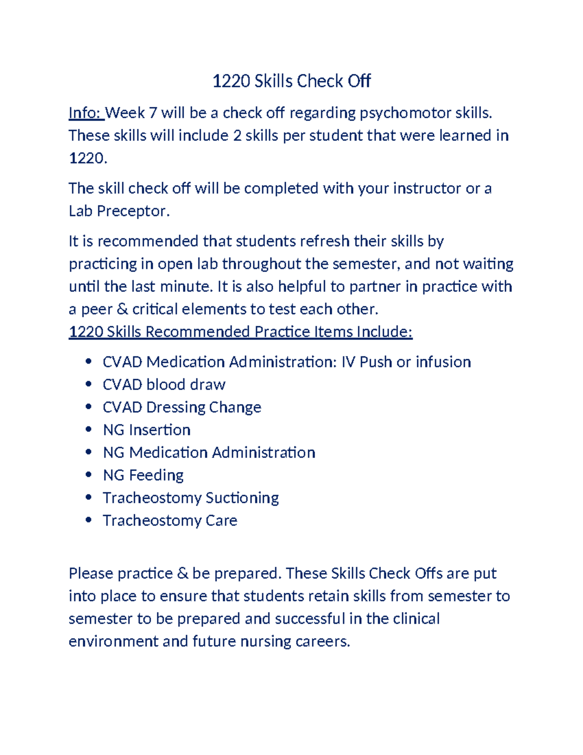 1220 Skills Check Off Info Sheet (2) (2)(2) - 1220 Skills Check Off ...