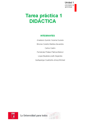 Tarea Práctica 1. Unidad 1. Aprendizaje - Unidad 1 Actividades de aprendizaje Tarea 1 PSICOLOGÍA ...