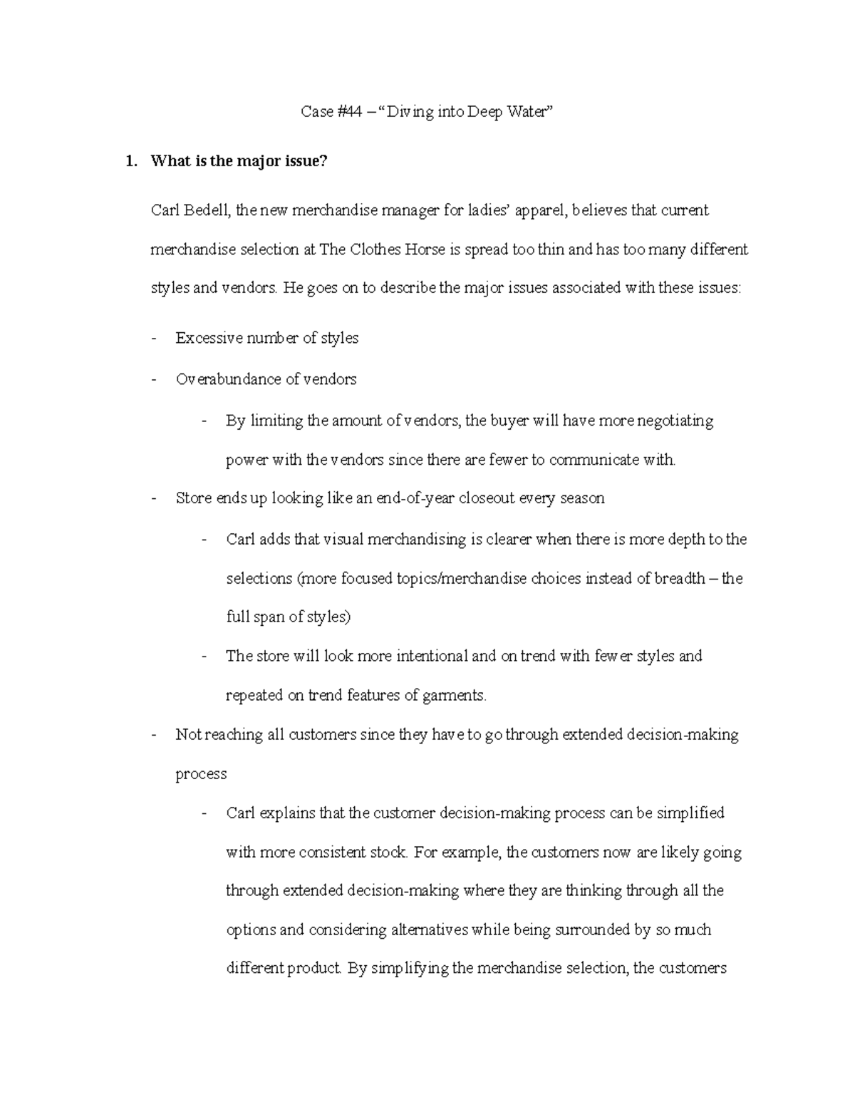 Case study 44 - diving into deep water - Case #44 – “Diving into Deep ...