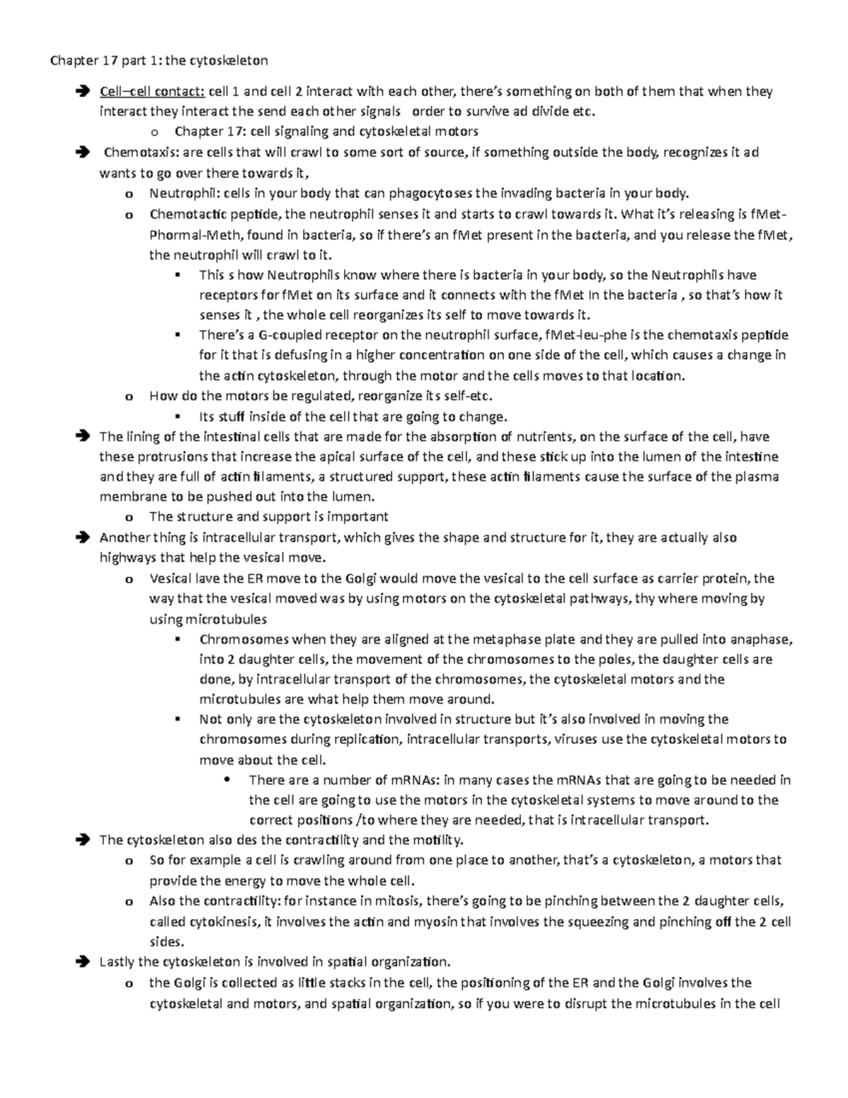 Chapter 17 - Chapter 17 part 1: the cytoskeleton Cell–cell contact ...