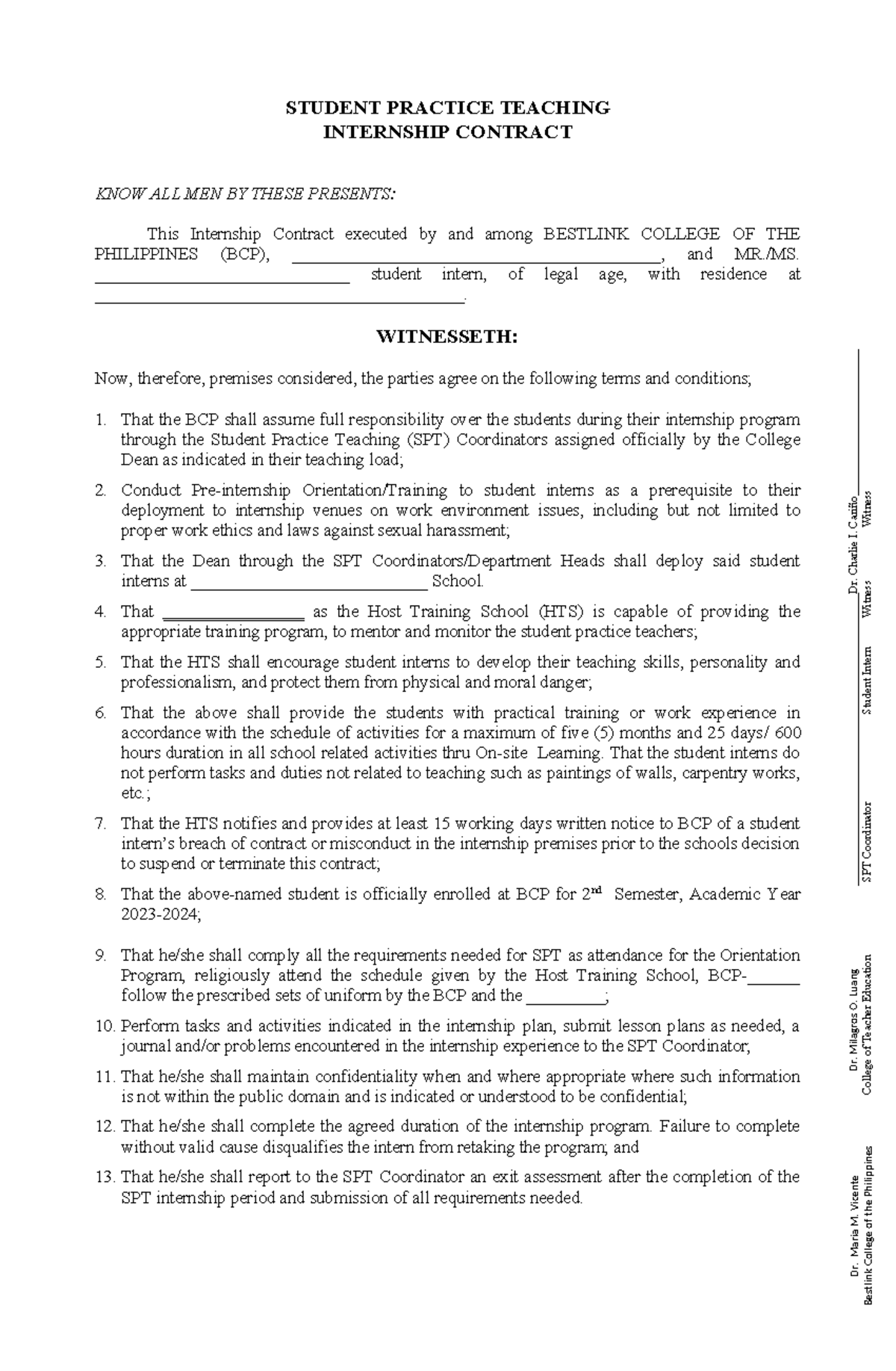 Revised Internship Contract 2024 - STUDENT PRACTICE TEACHING INTERNSHIP ...