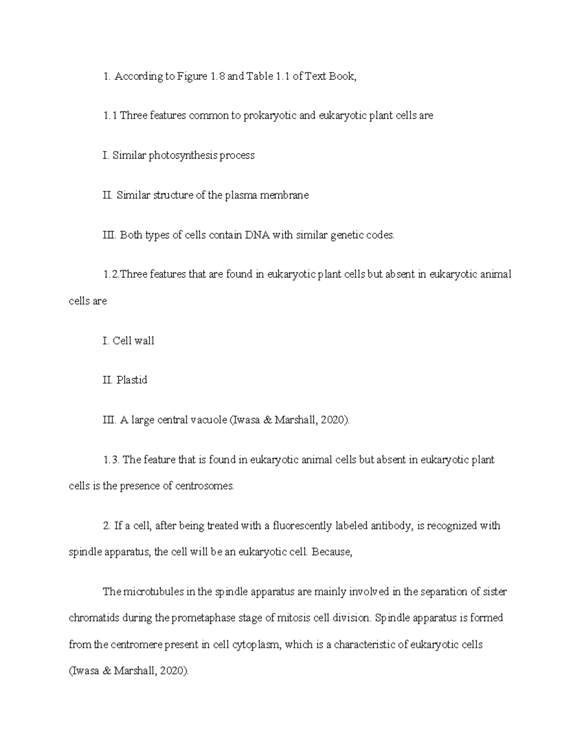 Bio assignment final - Concise answers - According to Figure 1 and ...
