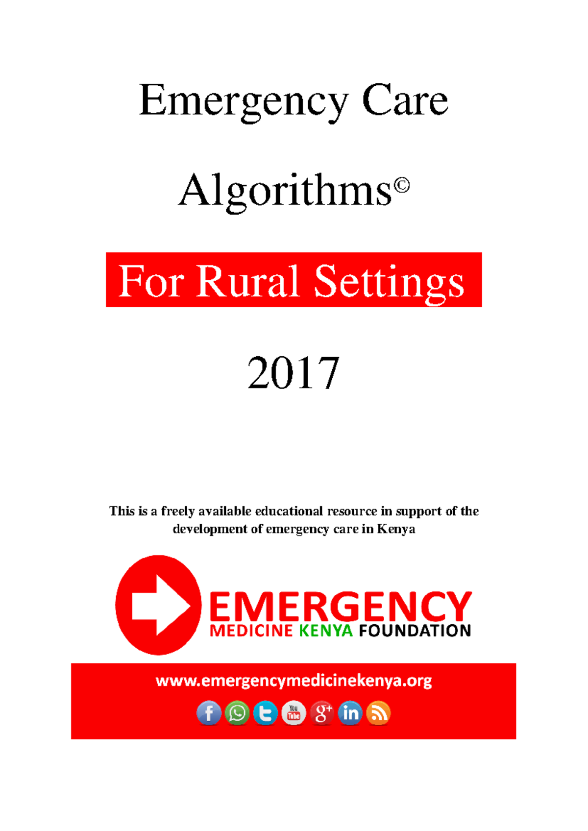 Emergency Care Algorithms For Rural Settings 2017 - Emergency Care Algorithms © For Rural ...