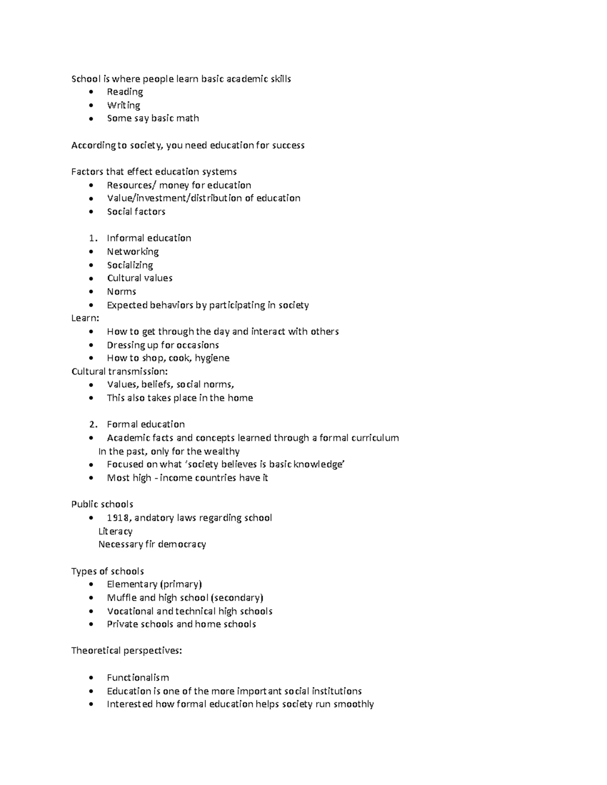 SOC101 07 - Professor Ortiz - School is where people learn basic ...