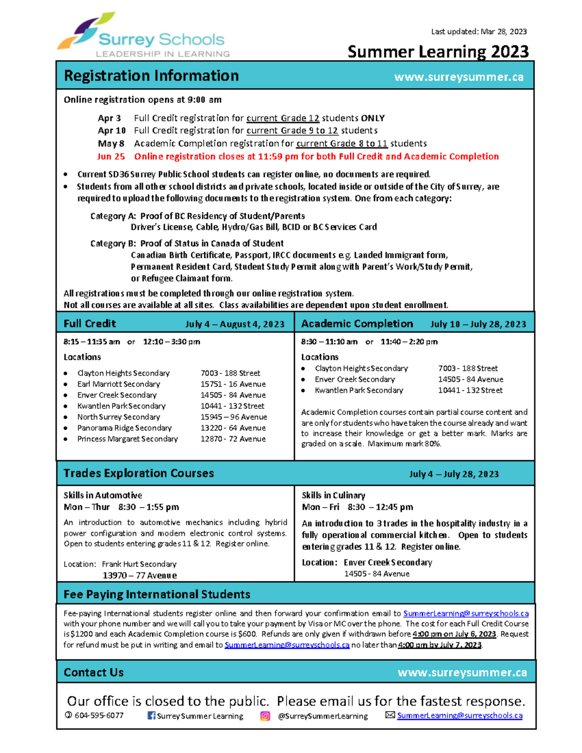 Promotional Poster for Full Credit and Academic Completion Summer Learning 2023 - Summer ...