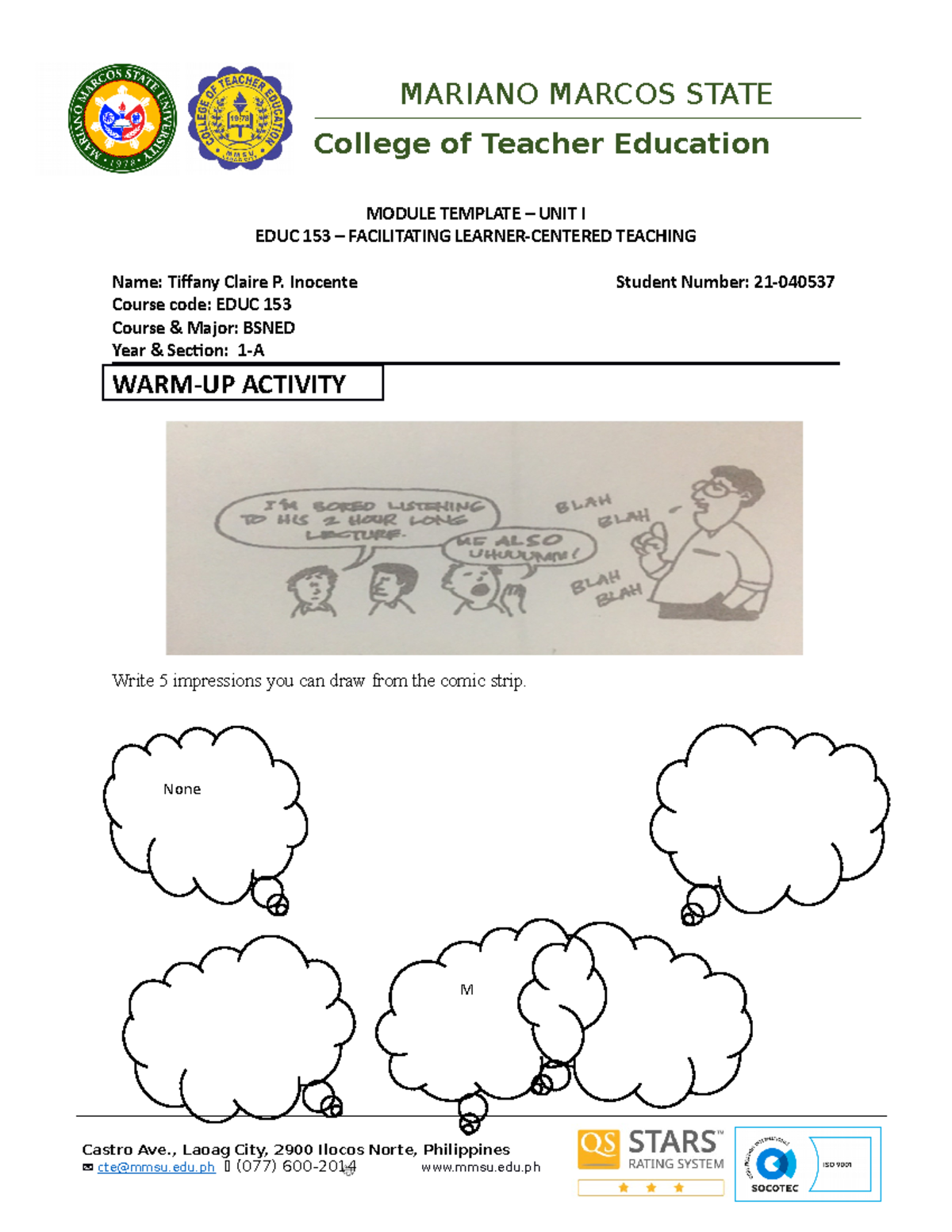 Module Template for Educ 153- UNIT 1 - MODULE TEMPLATE – UNIT I EDUC ...