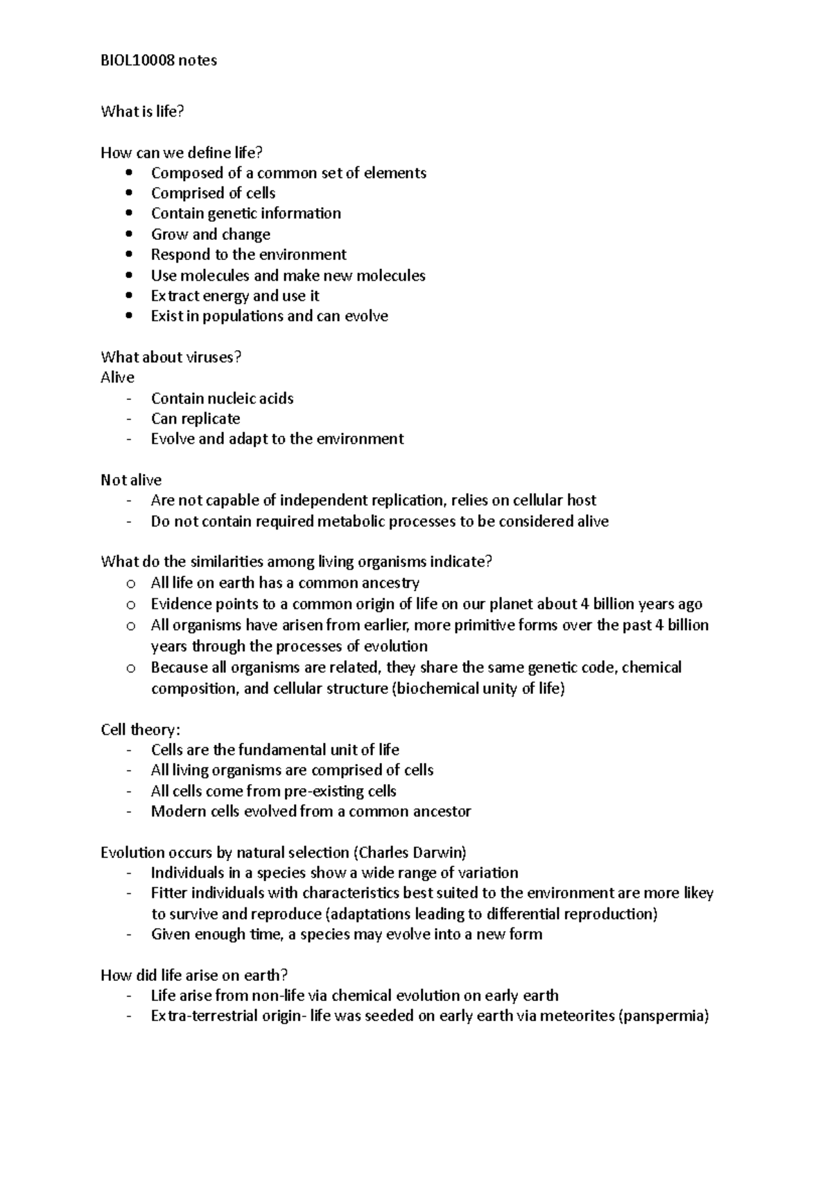 Module 1 and 2 - What is life? How can we define life? Composed of a ...
