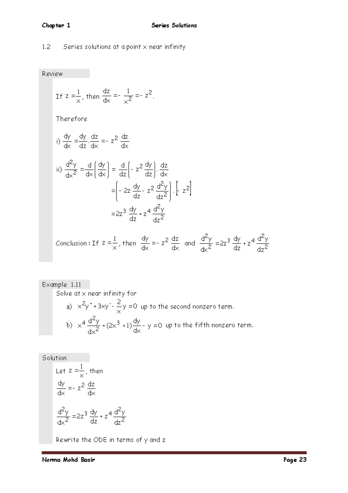 Series solution 5-infinity - Chapter 1 Series Solutions 1 Series ...