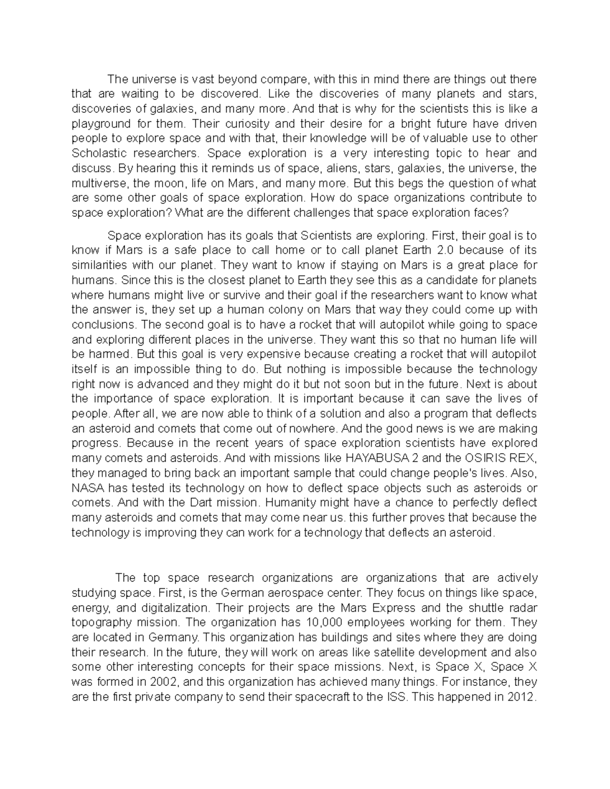 STS-finals - An essay that talks about Astronomy in a nutshell. - The ...