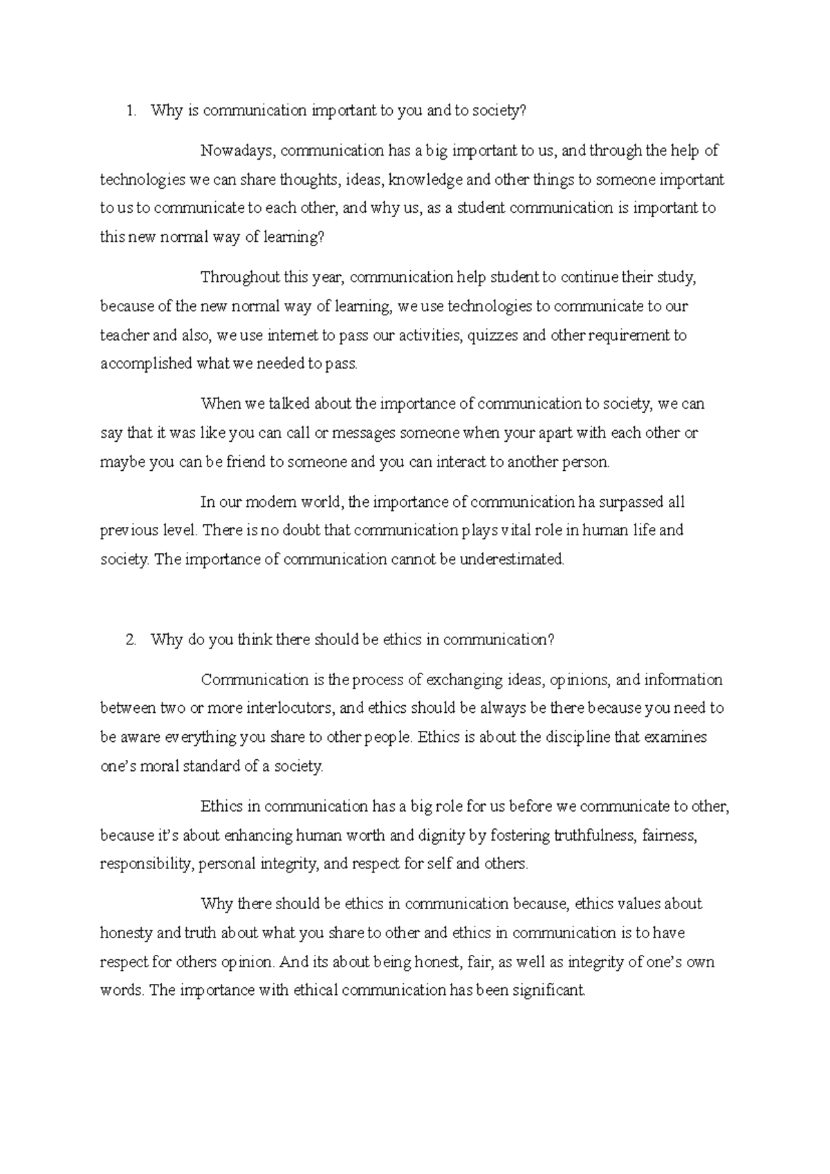 Activity 1 -ce1c - Why is communication important to you and to society ...