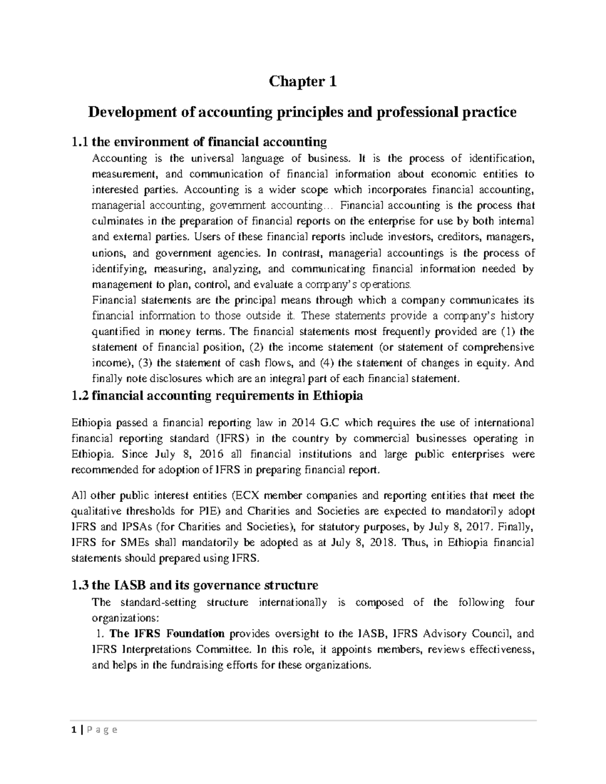 Chapter 1 ia - Summary Financial Accounting - Chapter 1 Development of ...
