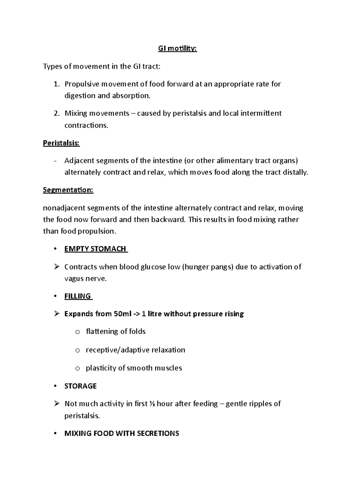 GI - Motility and control - GI motility: Types of movement in the GI ...