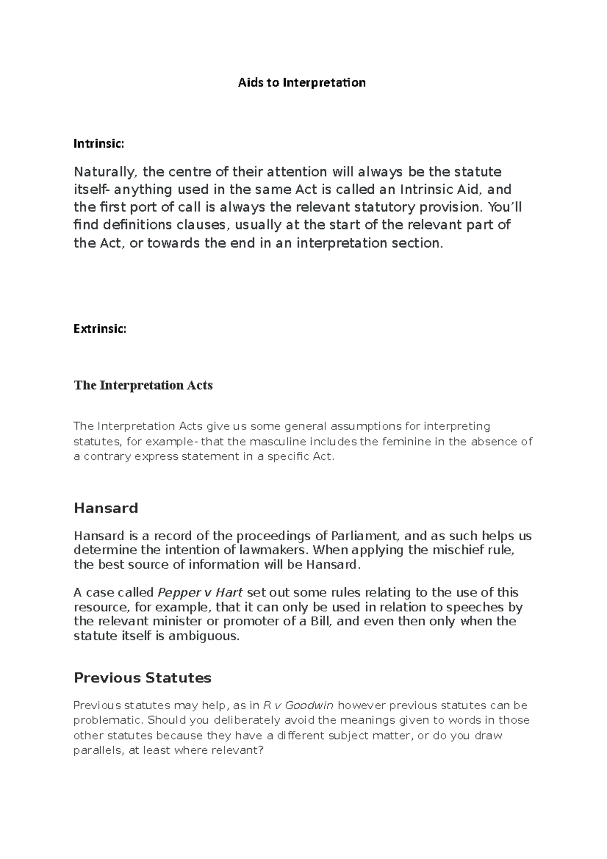 Aids to Interpretation & Presumptions - Aids to Interpretation ...