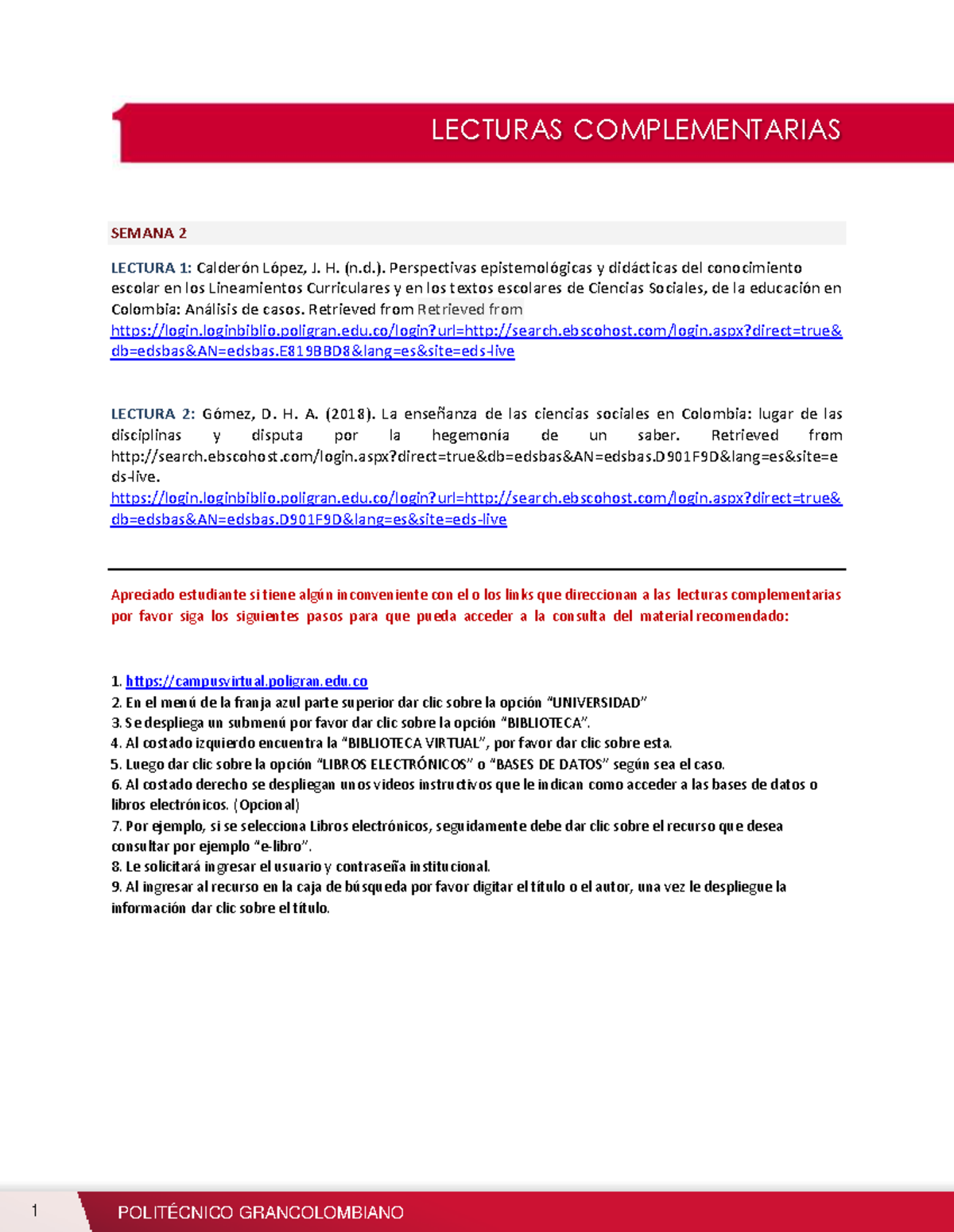 Lectura complementaria - Referencias - S2 - 1 POLITÉCNICO GRANCOLOMBIANO LECTURAS ...