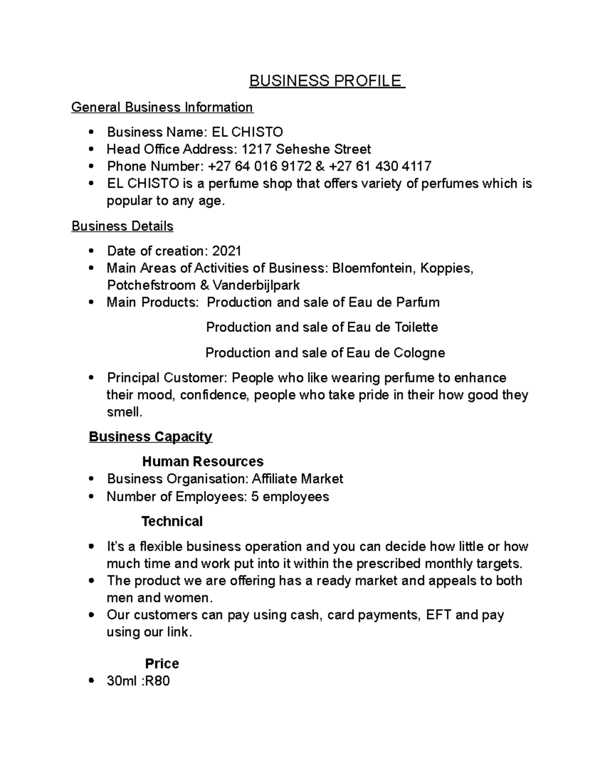 Business Profile - BUSINESS PROFILE General Business Information ...