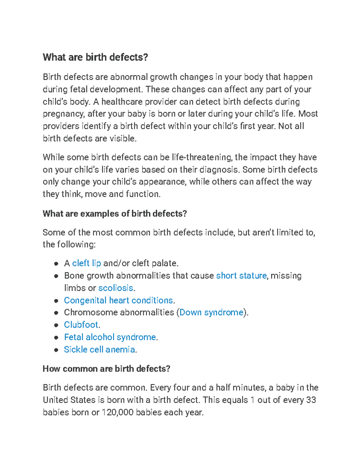 What are birth defects - What are birth defects? Birth defects are ...