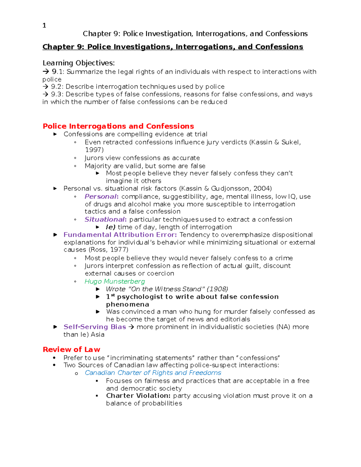 Chapter 9- Police Interrogations - 1 Chapter 9: Police Investigation ...