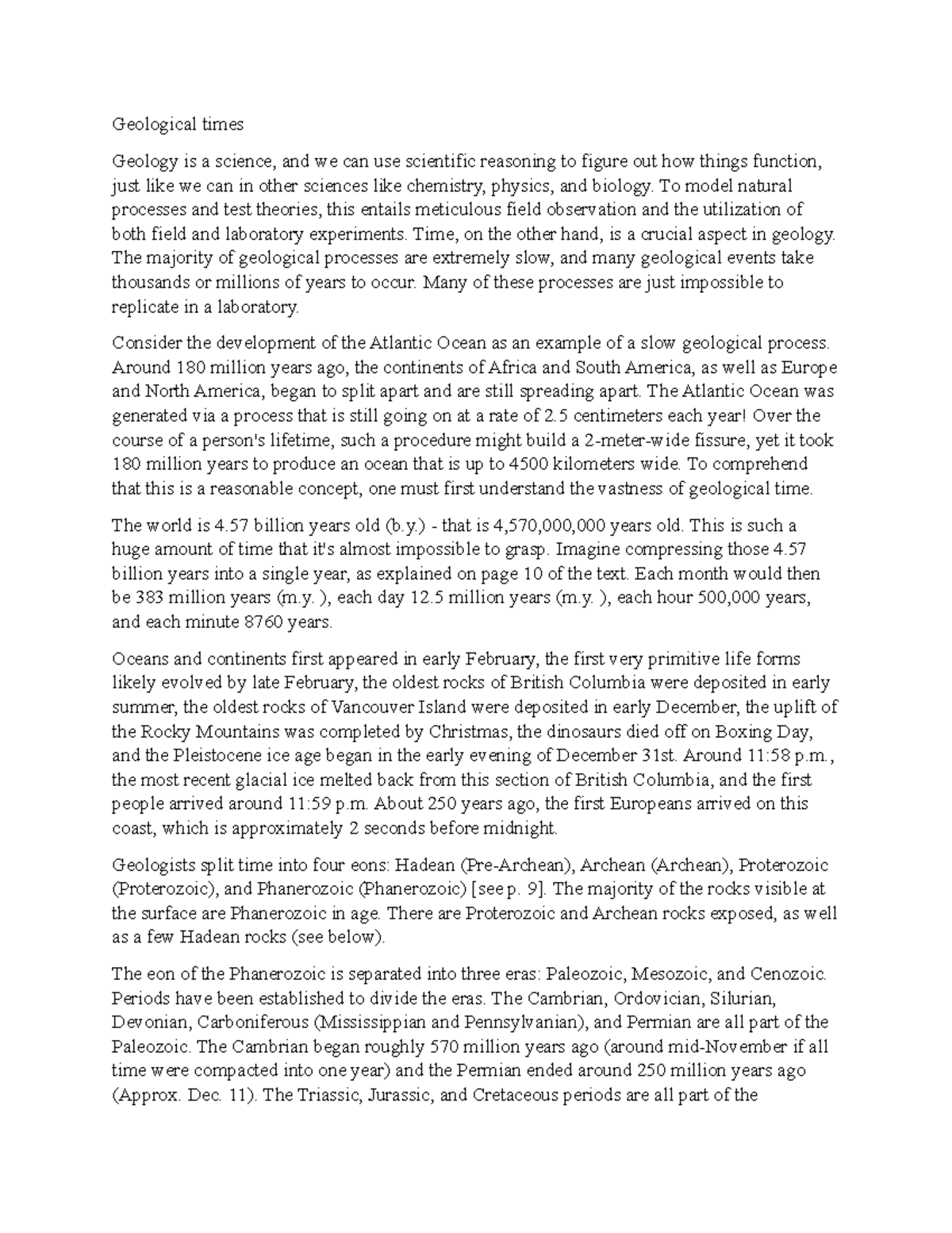 Geological times - Geology lecture notes. - Geological times Geology is ...