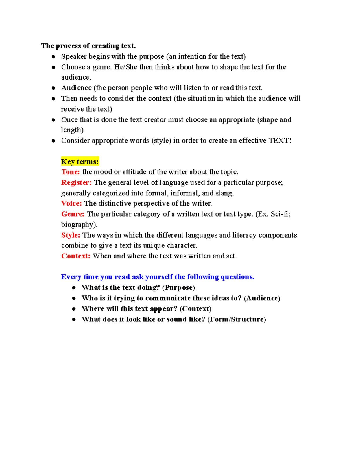 Intro to AICE Eng lang Notes 10 26 2022 - The process of creating text ...