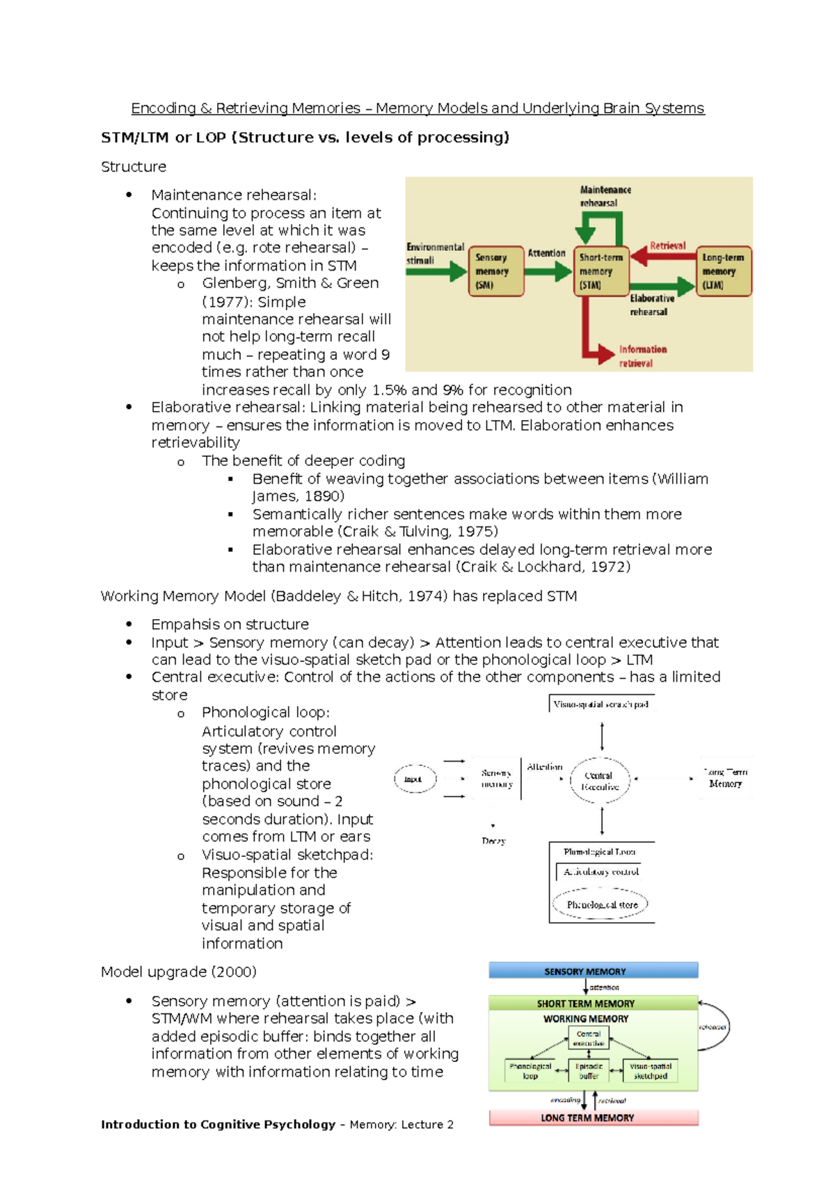 Memory - Encoding and retreiving memories - Encoding & Retrieving Memories – Memory - Studocu