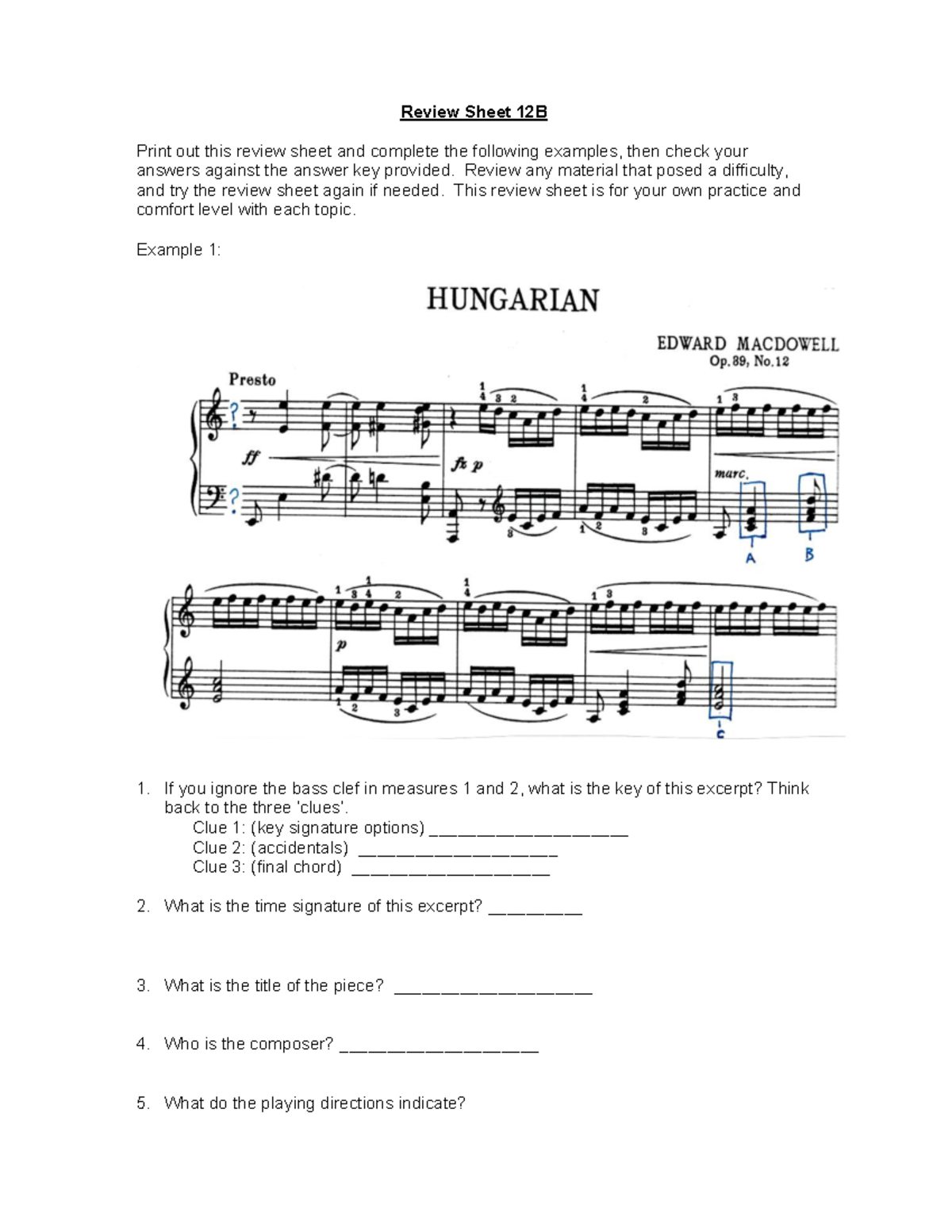 Review Sheet 12B - music - Review Sheet 12B Print out this review sheet ...