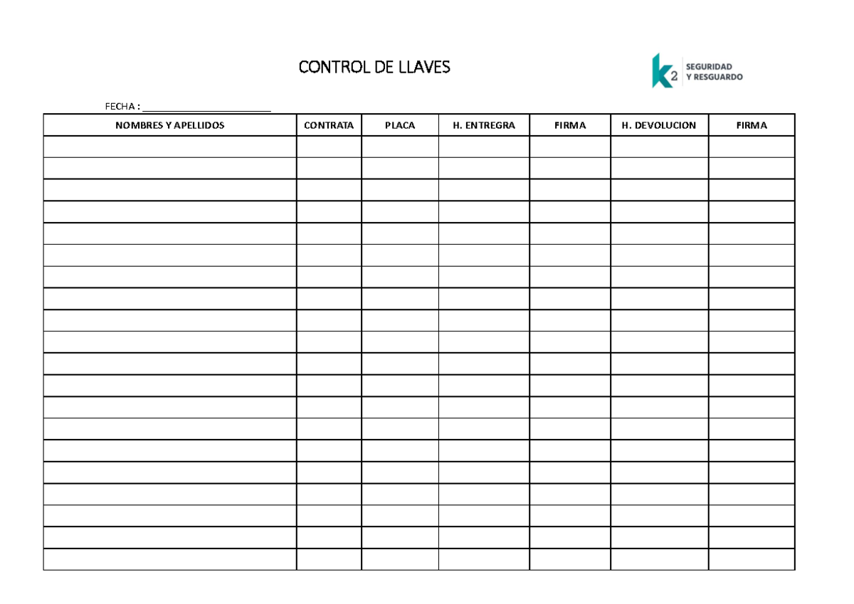 Control DE Llaves 3 - redaccion de textos - CONTROL DE LLAVES FECHA