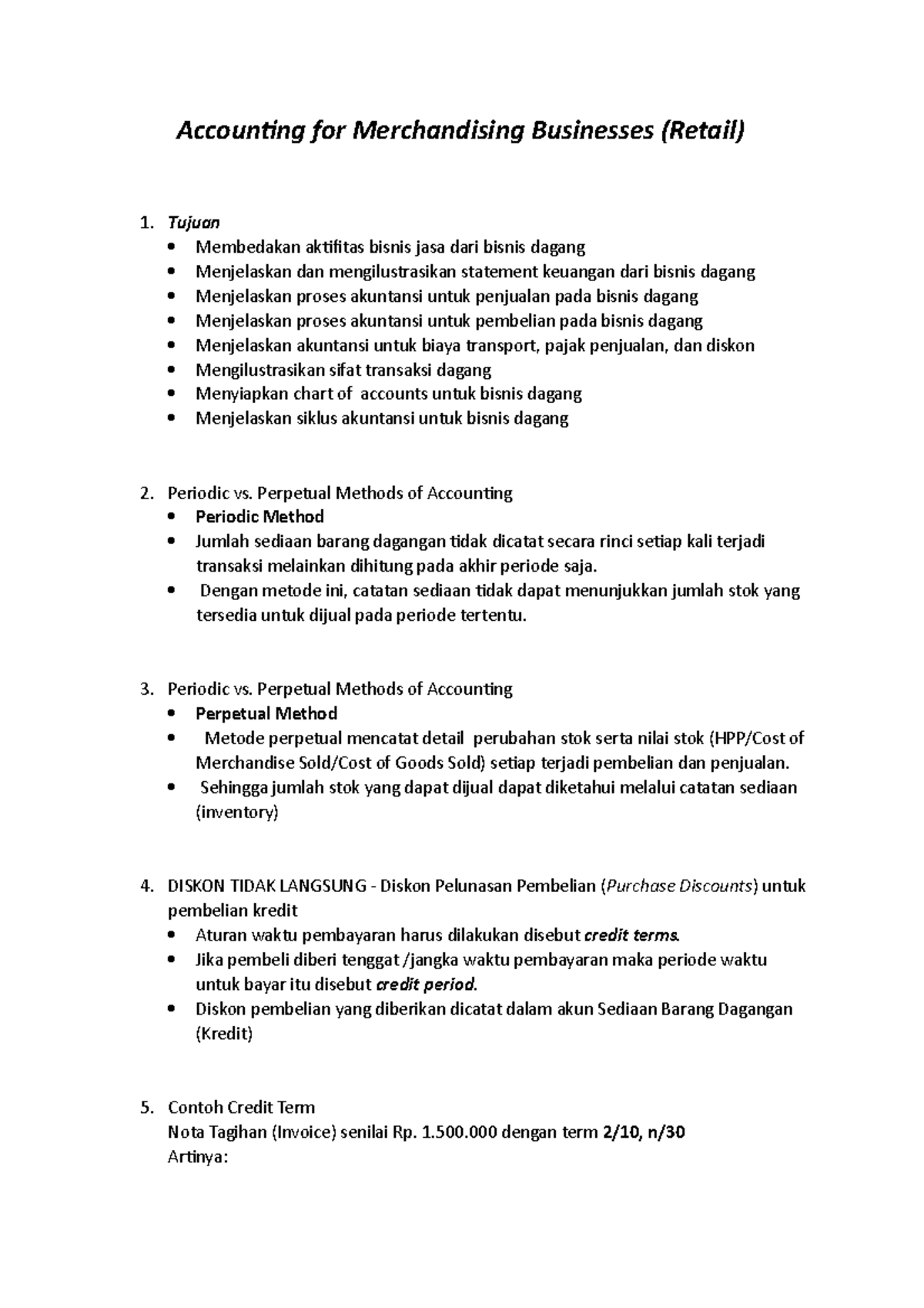 Accounting for Merchandising Businesses (Retail) - Accounting for ...