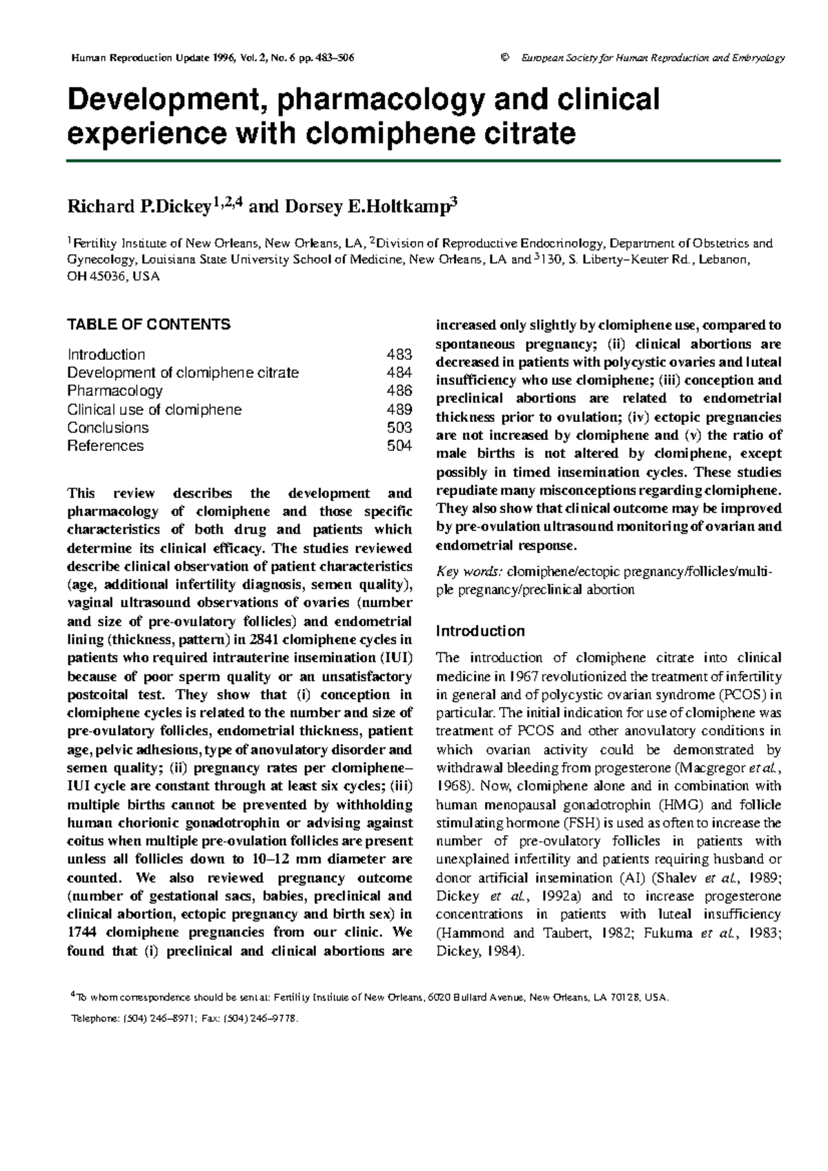 Dickey 1996 - n hkkll;vcbnbvnmmb - Human Reproduction Update 1996, Vol ...