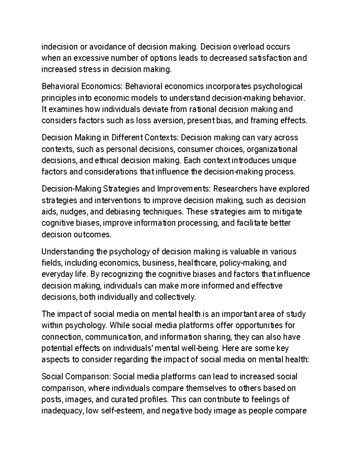 Introduction To Psychology-18 - indecision or avoidance of decision ...