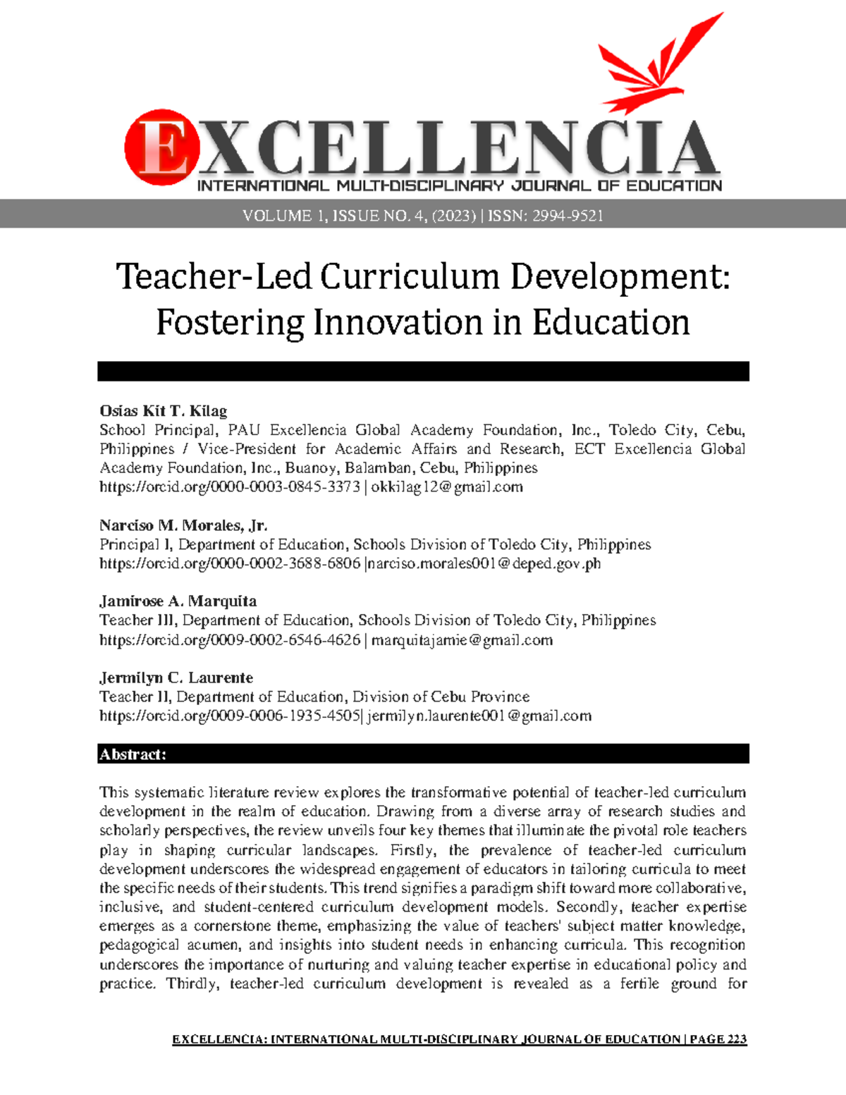 223-237+Teacher - essays - Teacher-Led Curriculum Development ...