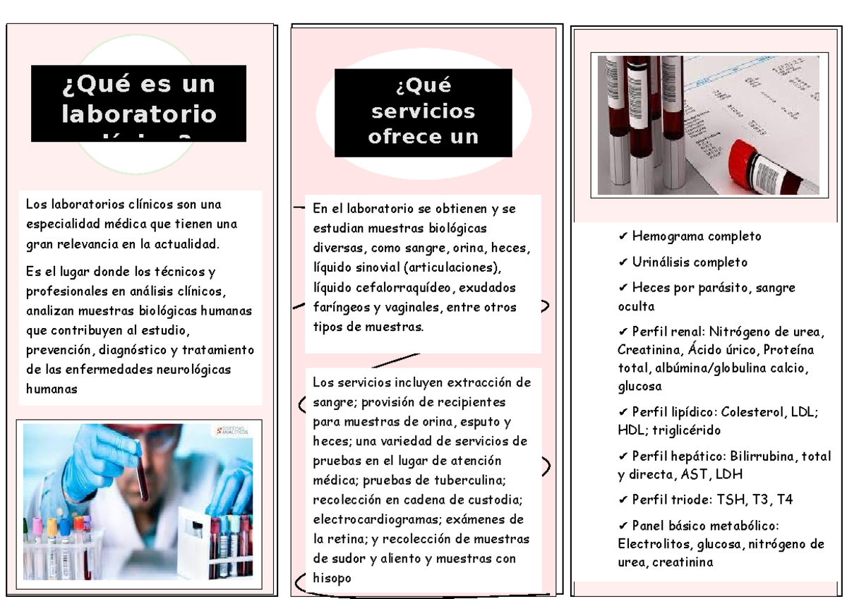 Triptico - Ofimatica - Los laboratorios clínicos son una especialidad médica que tienen una gran ...
