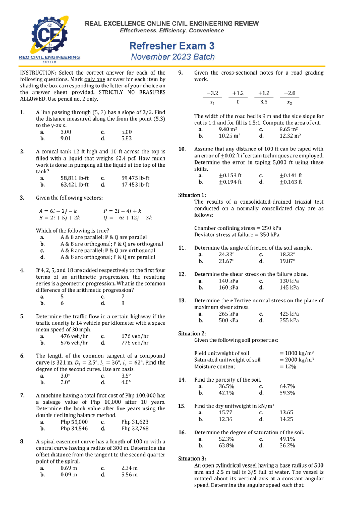 Refresher Exam 3 - asd asdasdasd - CE Major in Structural Engineering ...