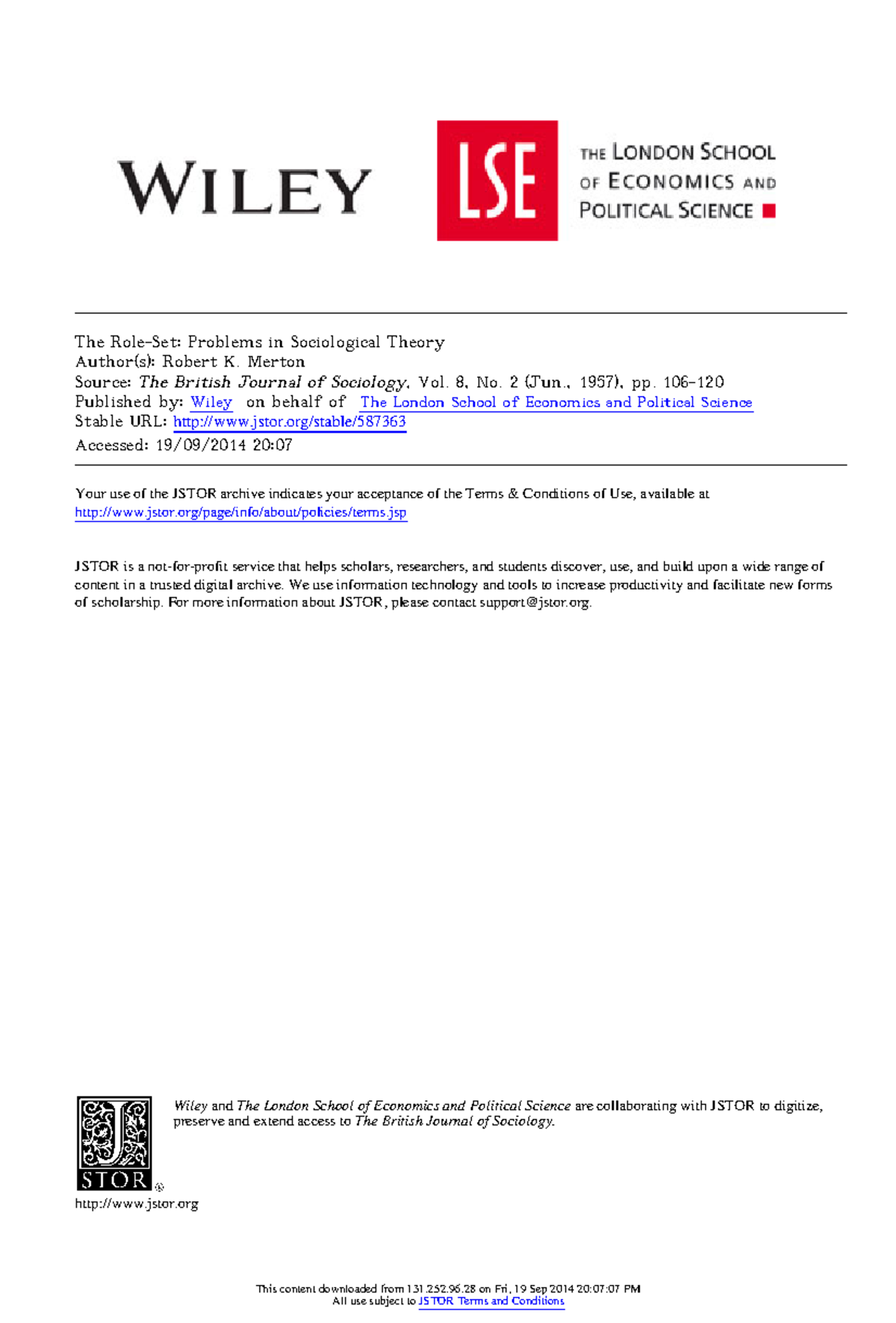 Problematics of the Role-Set - The Role-Set: Problems in Sociological ...