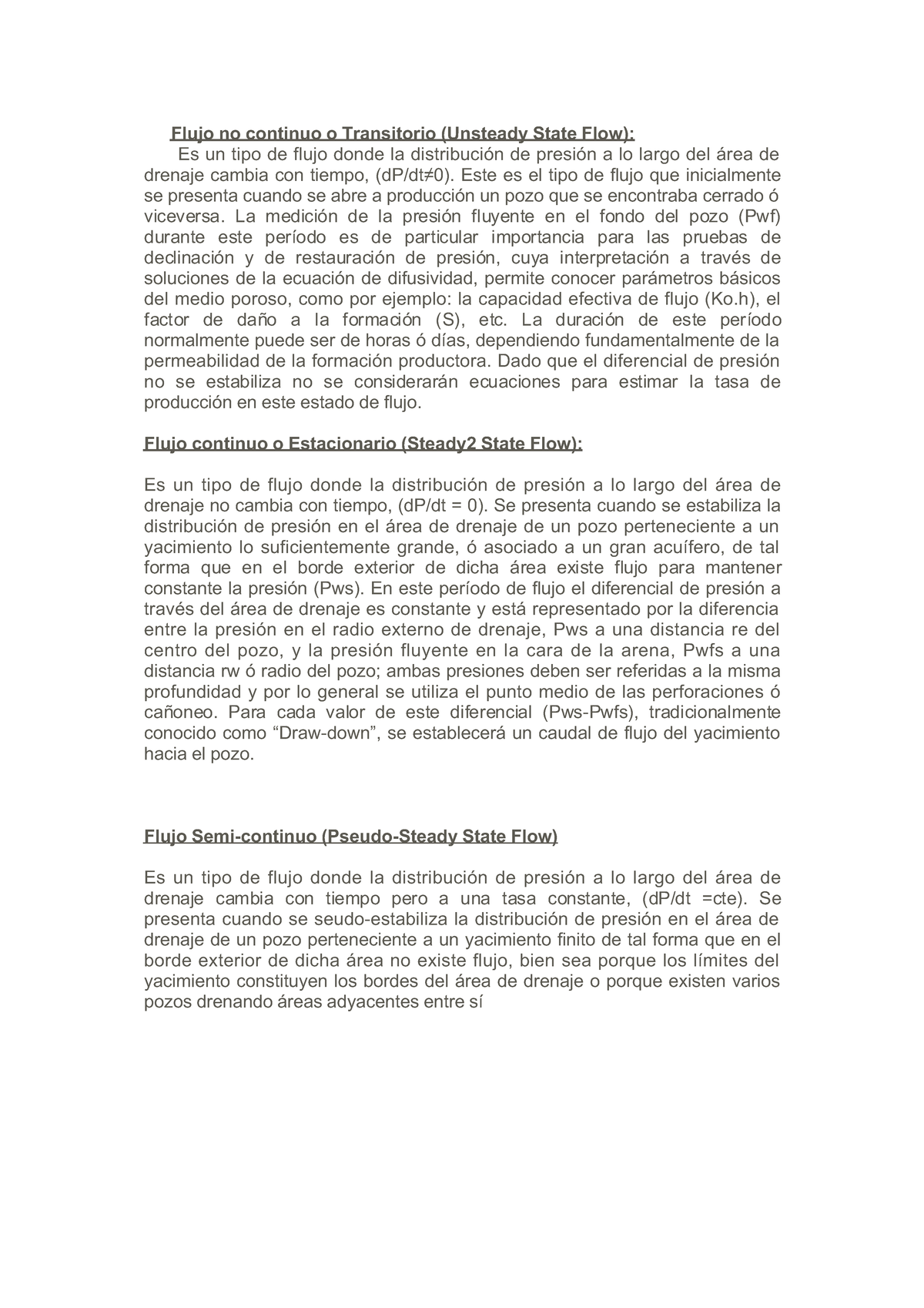 Ilide - Buen material - Flujo no continuo o Transitorio (Unsteady State ...