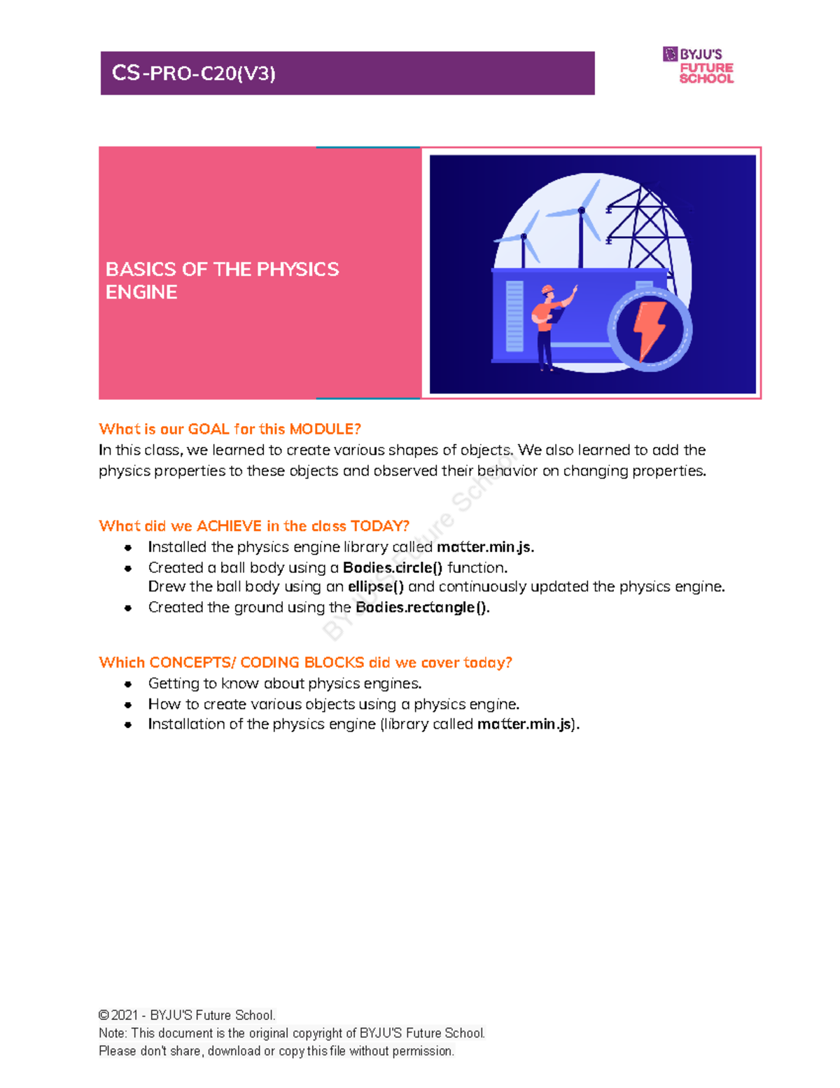 Class 20 - poogy - BASICS OF THE PHYSICS ENGINE What is our GOAL for ...