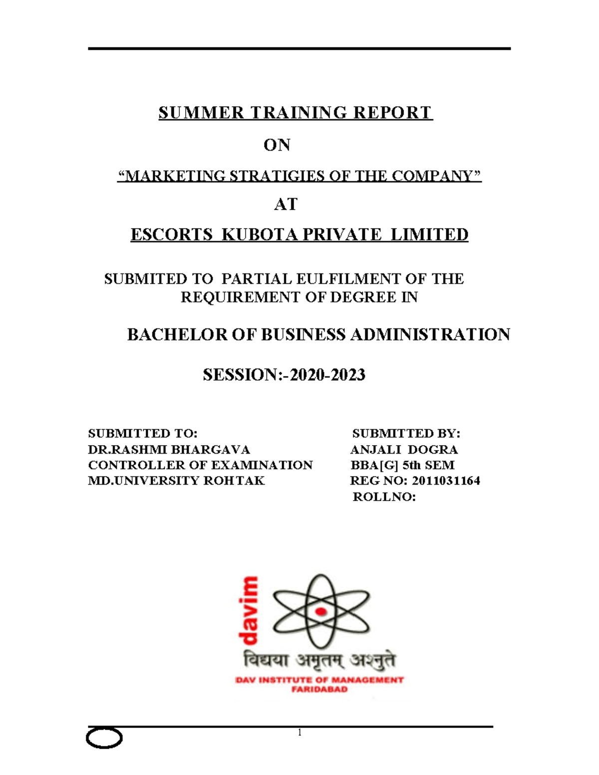 internship report - SUMMER TRAINING REPORT ON “MARKETING STRATIGIES OF ...