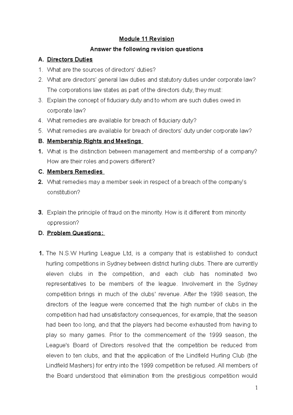 Module 11 Revision Tutorial - Module 11 Revision Answer the following ...