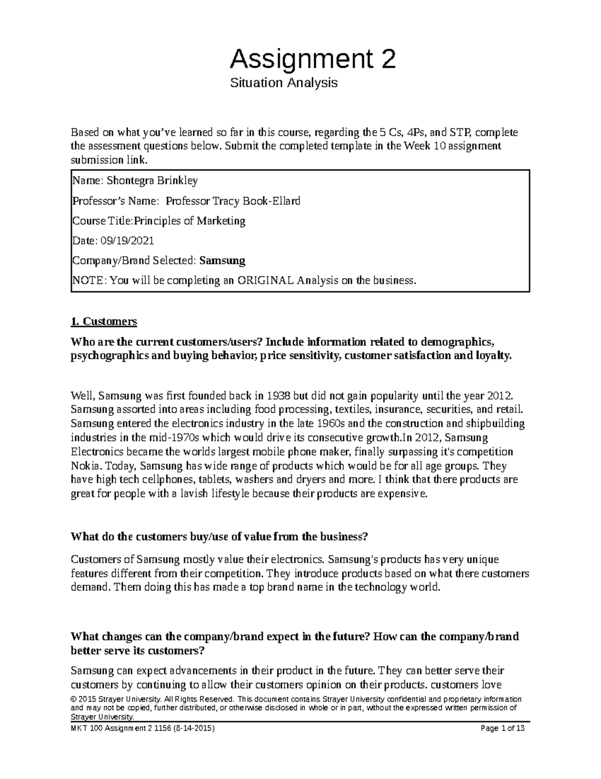 Cf situational analysis assignment 2 - Situation Analysis Based on what ...