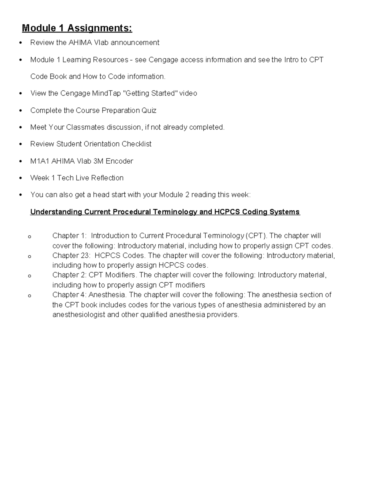 Module 1 instructions - post - Module 1 Assignments: Review the AHIMA ...