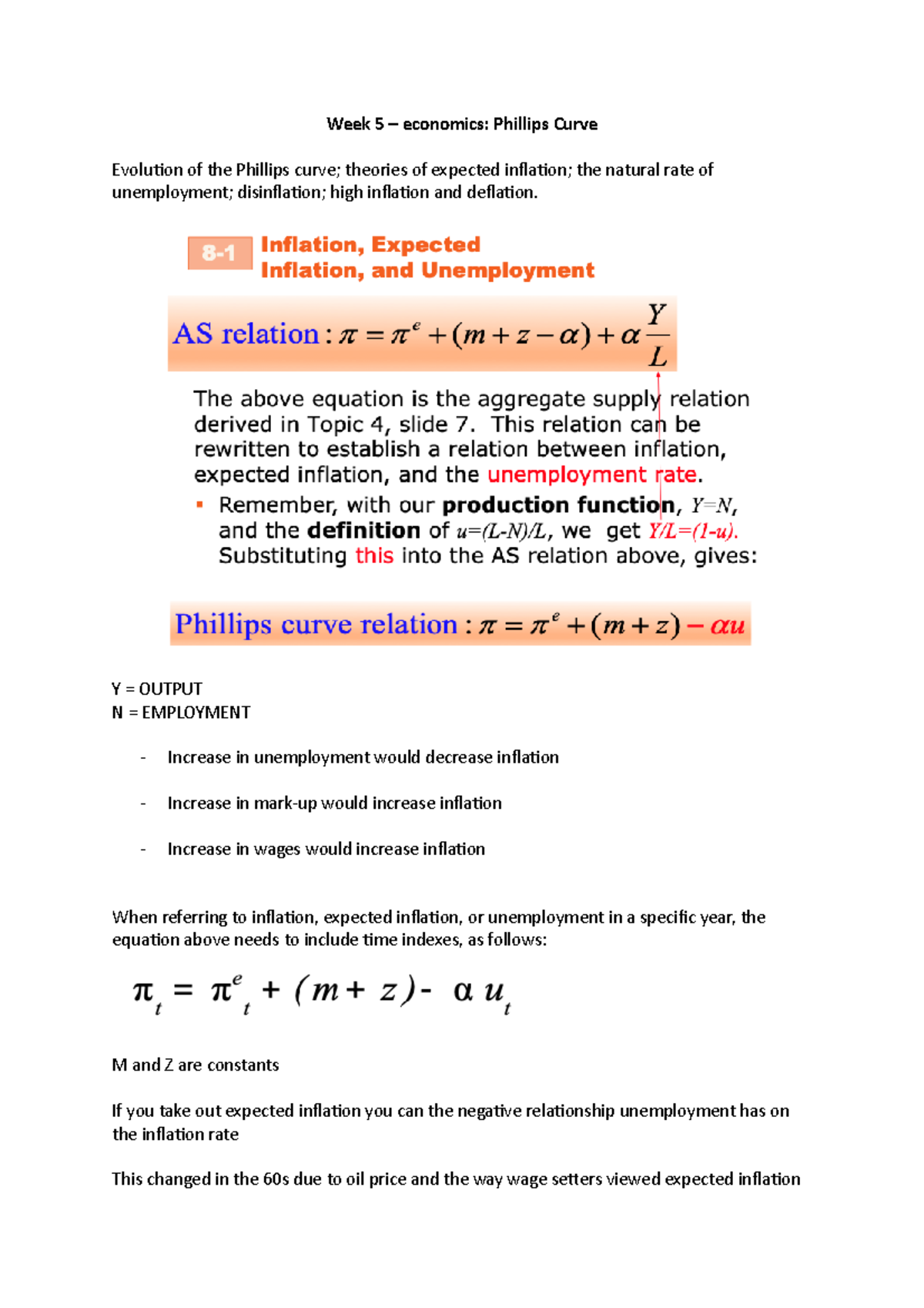 Week 5 – economics- Phillips Curve - Week 5 – economics: Phillips Curve ...