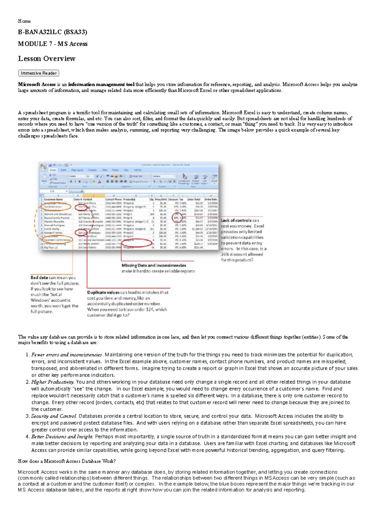 M7 MS Access - Home B-BANA321LC (BSA33) MODULE 7 - MS Access ...