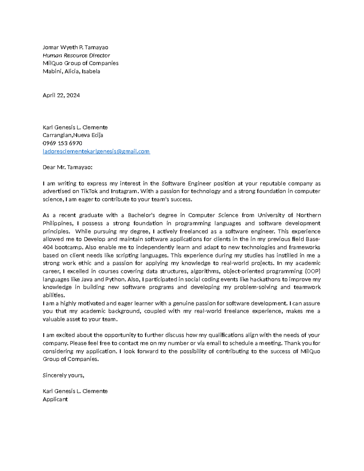 Cover Letter - why so many questions and requirments? - Jomar Wyeth P ...
