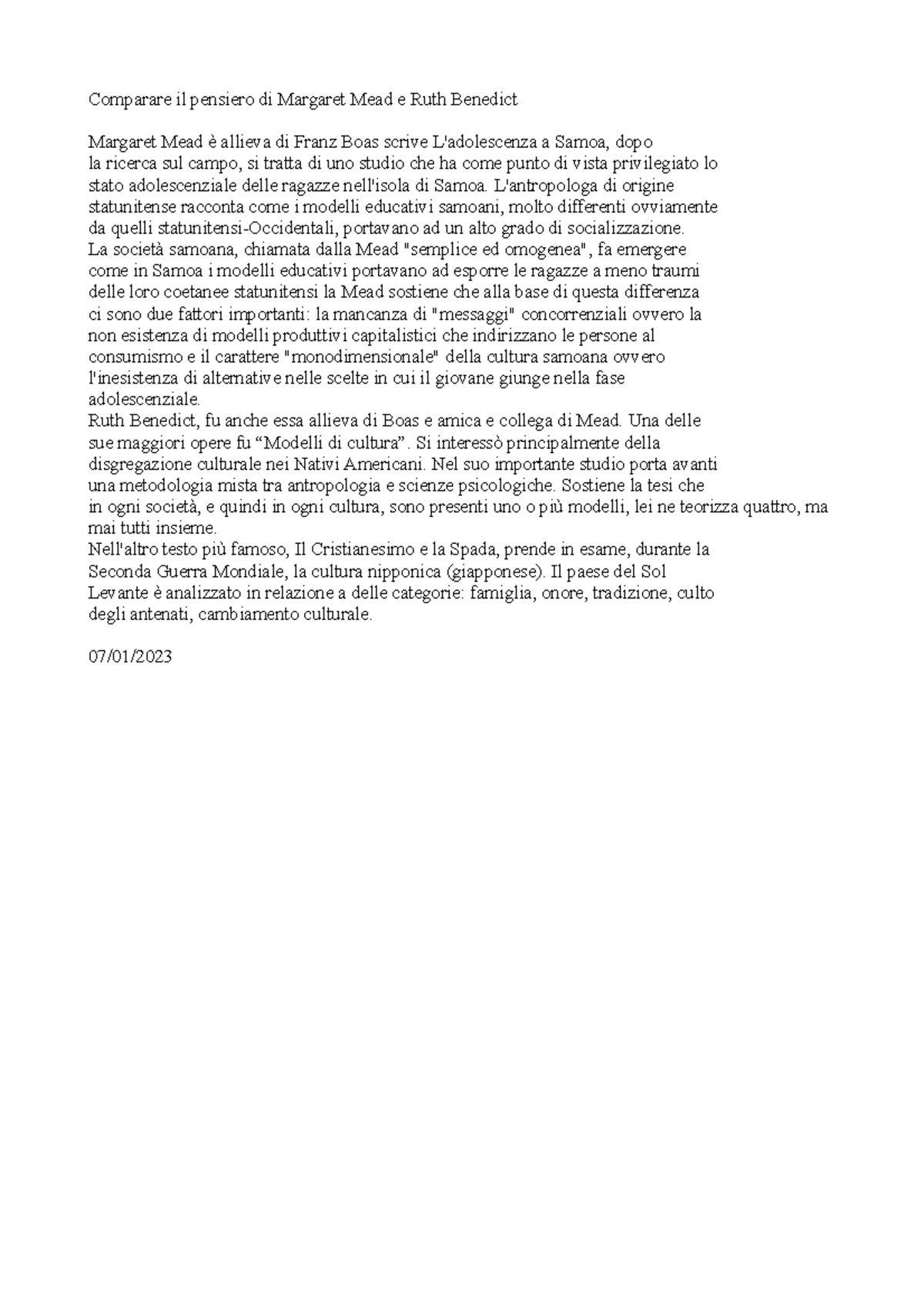 Comparare il pensiero di Margaret Mead e Ruth Benedict - L'antropologa ...