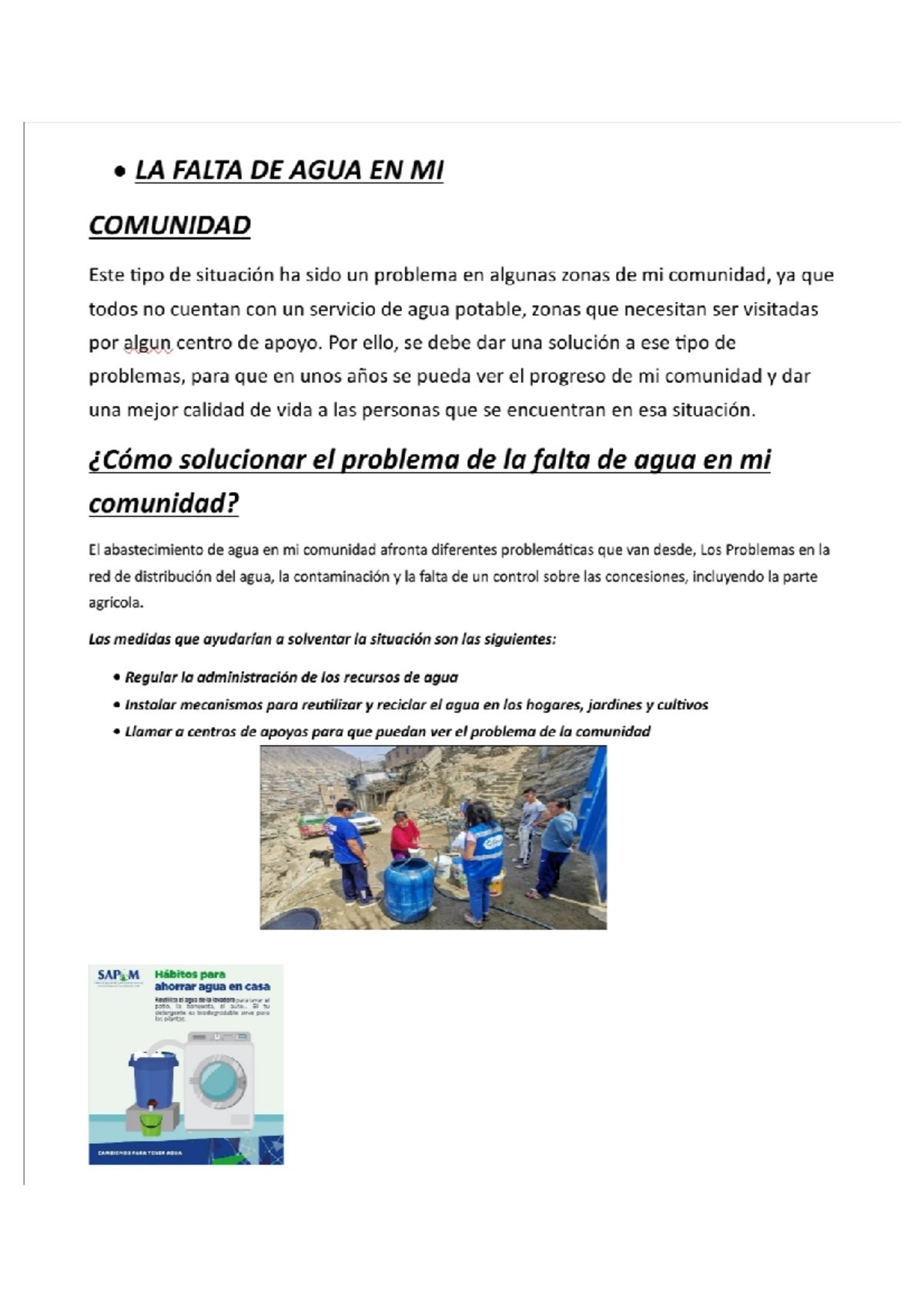 Falta de agua potable en mi comunidad - Objetivos de Desarrollo ...